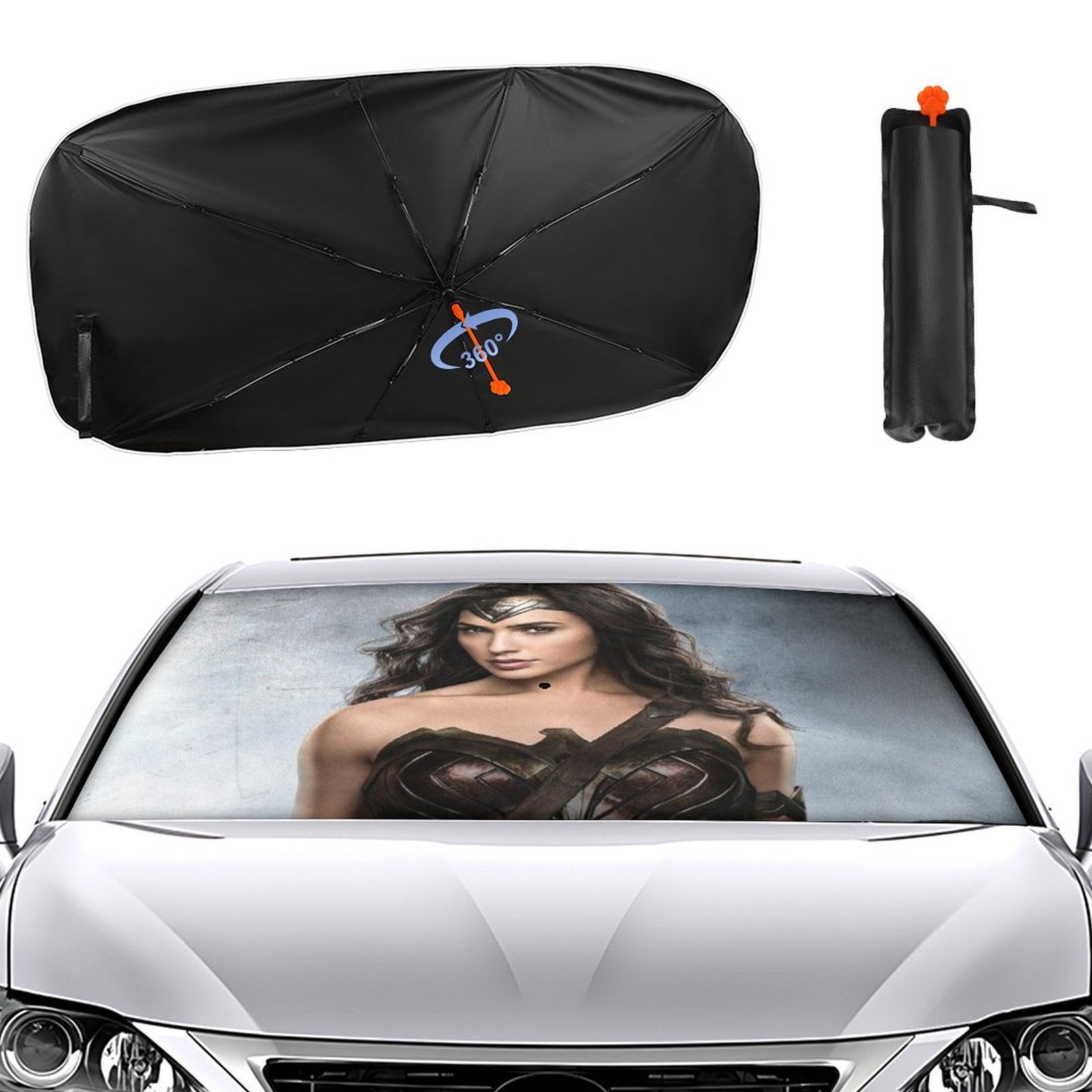 Wonder Woman Windshield Sun Shade Umbrella - Foldable Car Window Shades ...