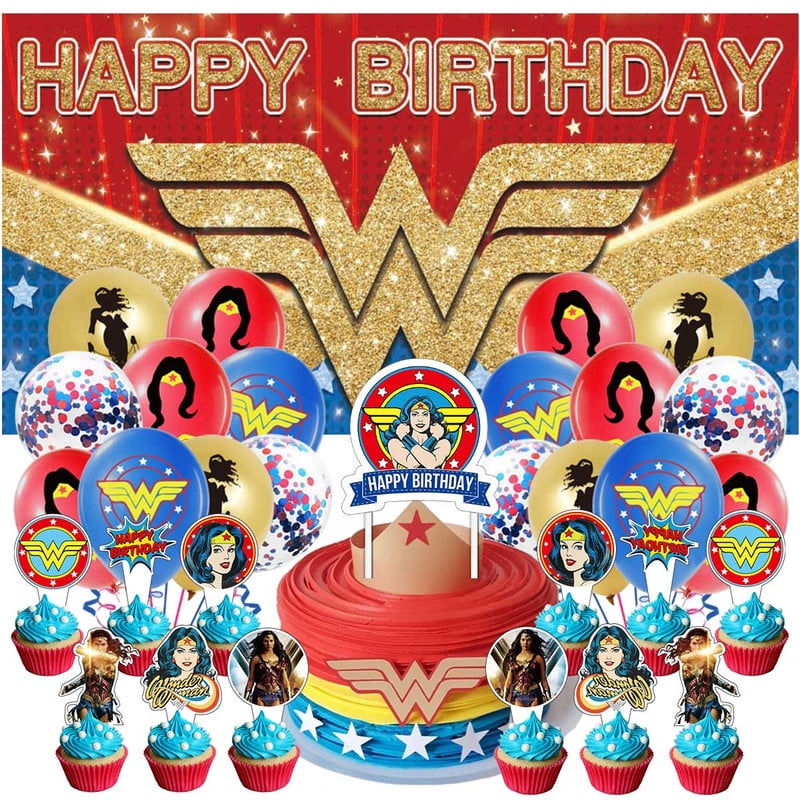 Wonder Women Party Decor Set Latex Balloons Supplies Decorations Kit ...