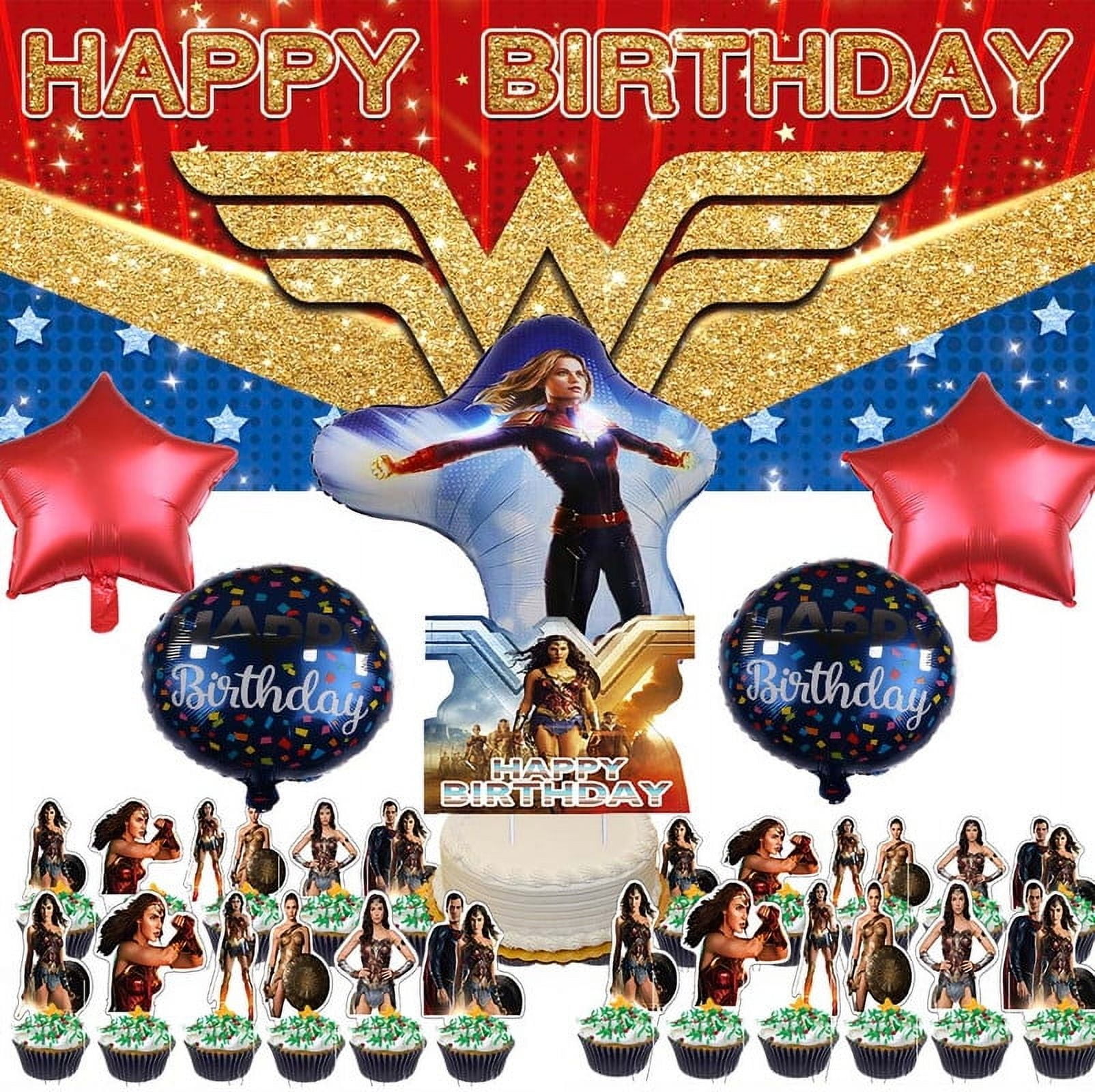 Wonder Women Party Supplies Decorations Birthday Cake Topper Banner ...