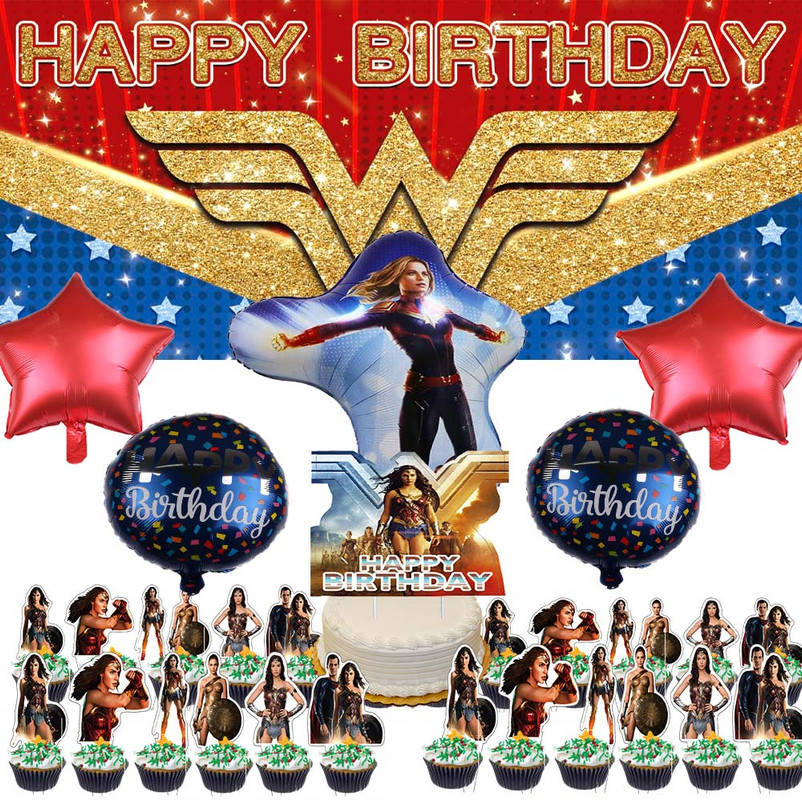 Wonder Women Party Supplies Decorations Birthday Cake Topper Banner ...