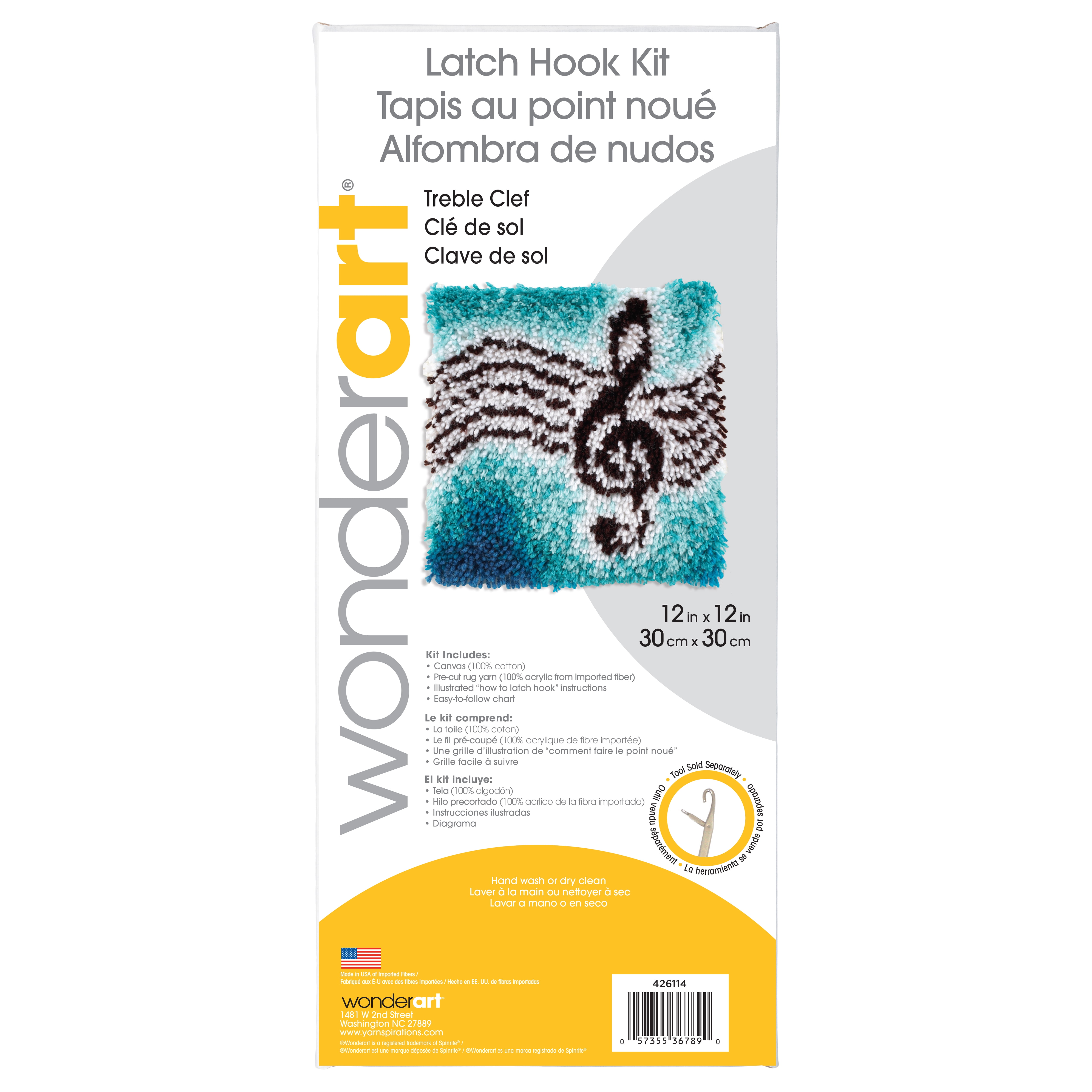 WonderArt® 12" x 12" Latch Hook Kit, Treble Cleft, Acrylic Yarn Cotton ...