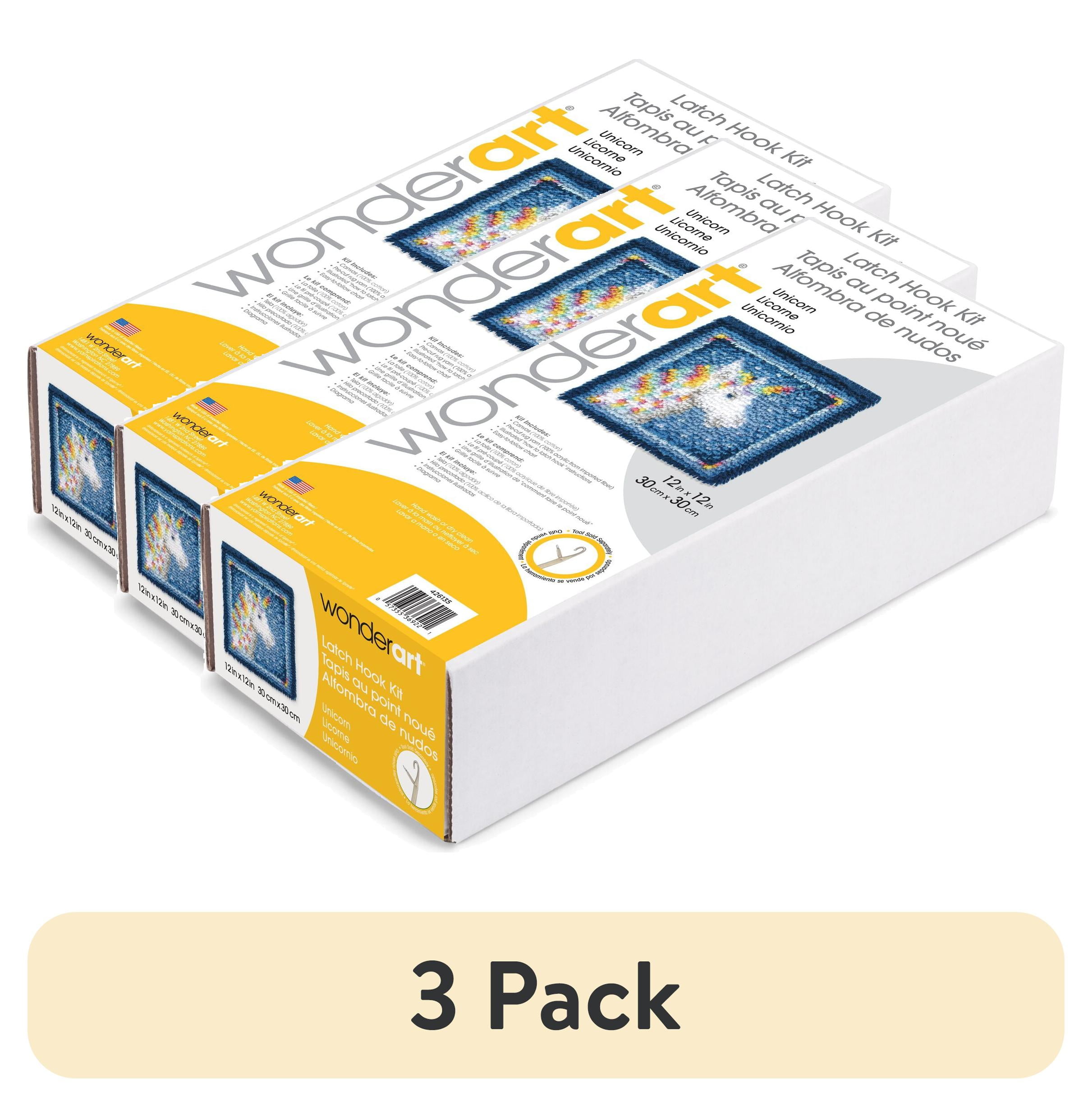 (3 pack) WonderArt® 12" x 12" Latch Hook Kit, Unicorn, Acrylic Yarn ...