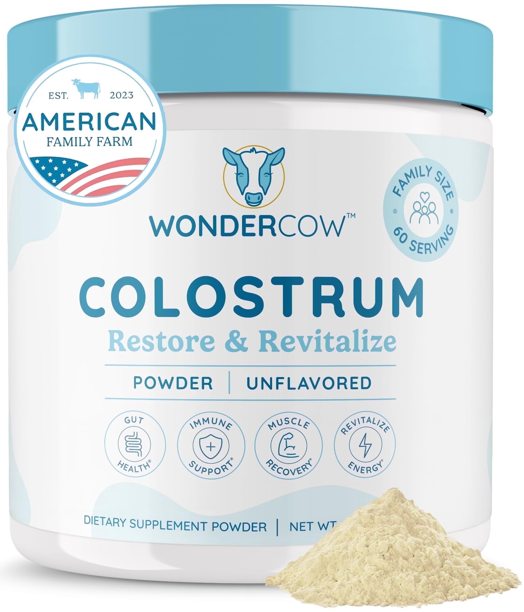 WonderCow High-Quality Colostrum Powder Supplement, 40% IgGs, Gut ...