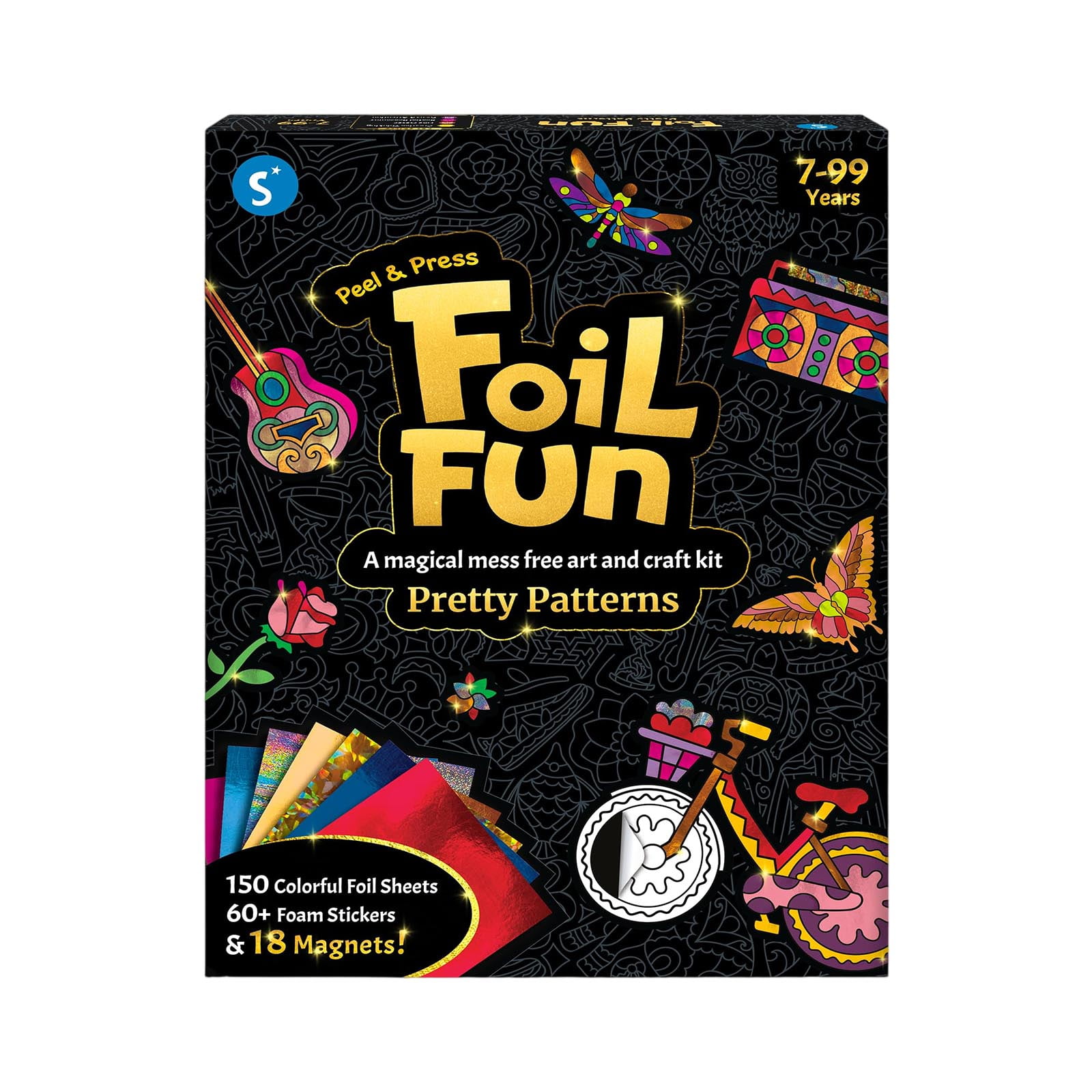 WonderHive Foil Fun - Pretty Patterns,18 DIY Magnets Mess-Free Art,Foil ...