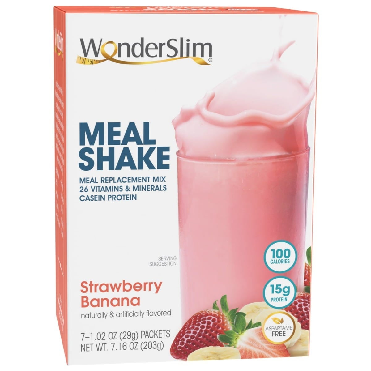 WonderSlim Aspartame Free Meal Shake, Strawberry Banana (7ct) - Walmart.com