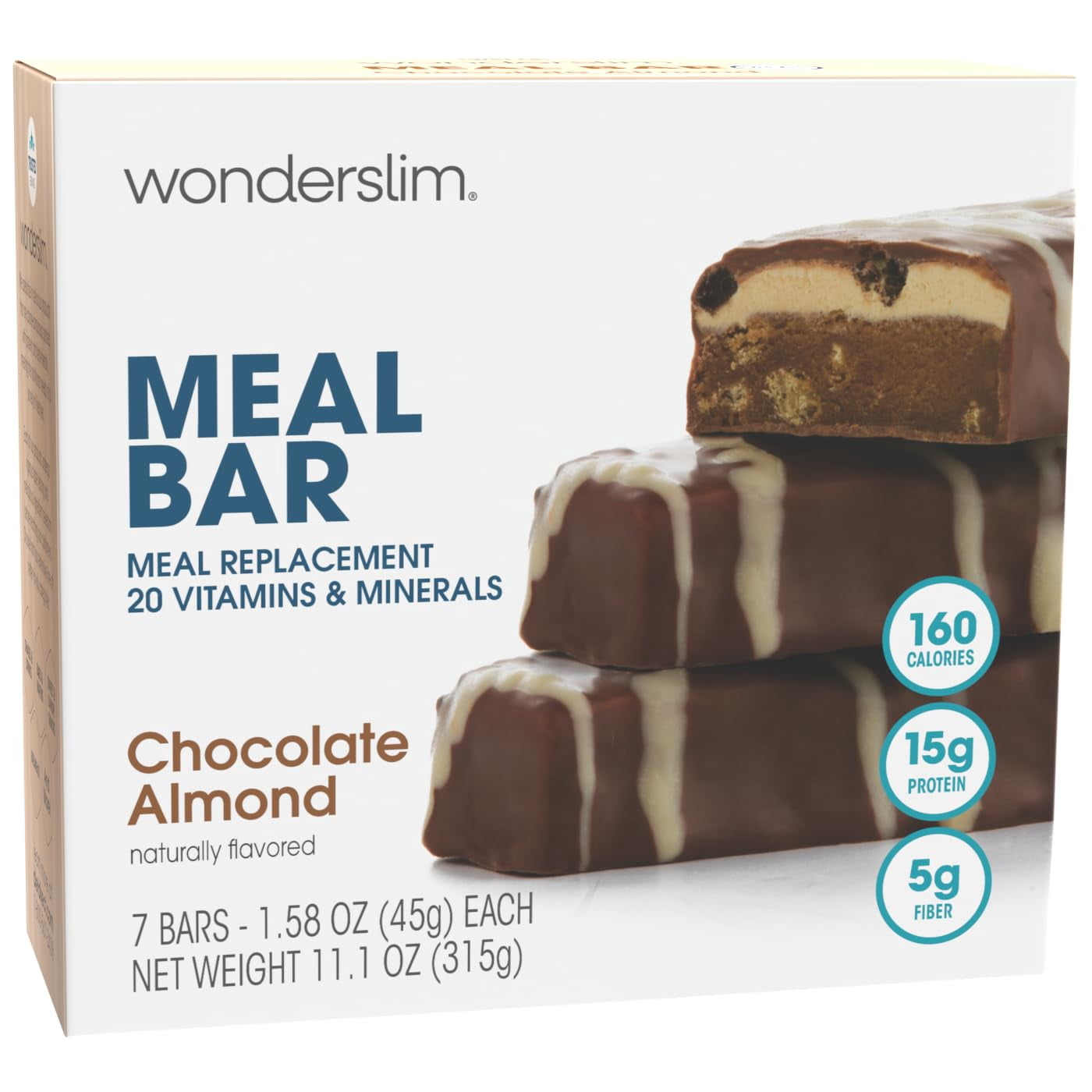 WonderSlim Meal Replacement Protein AKF18 Bar, Chocolate Almond, 15g ...