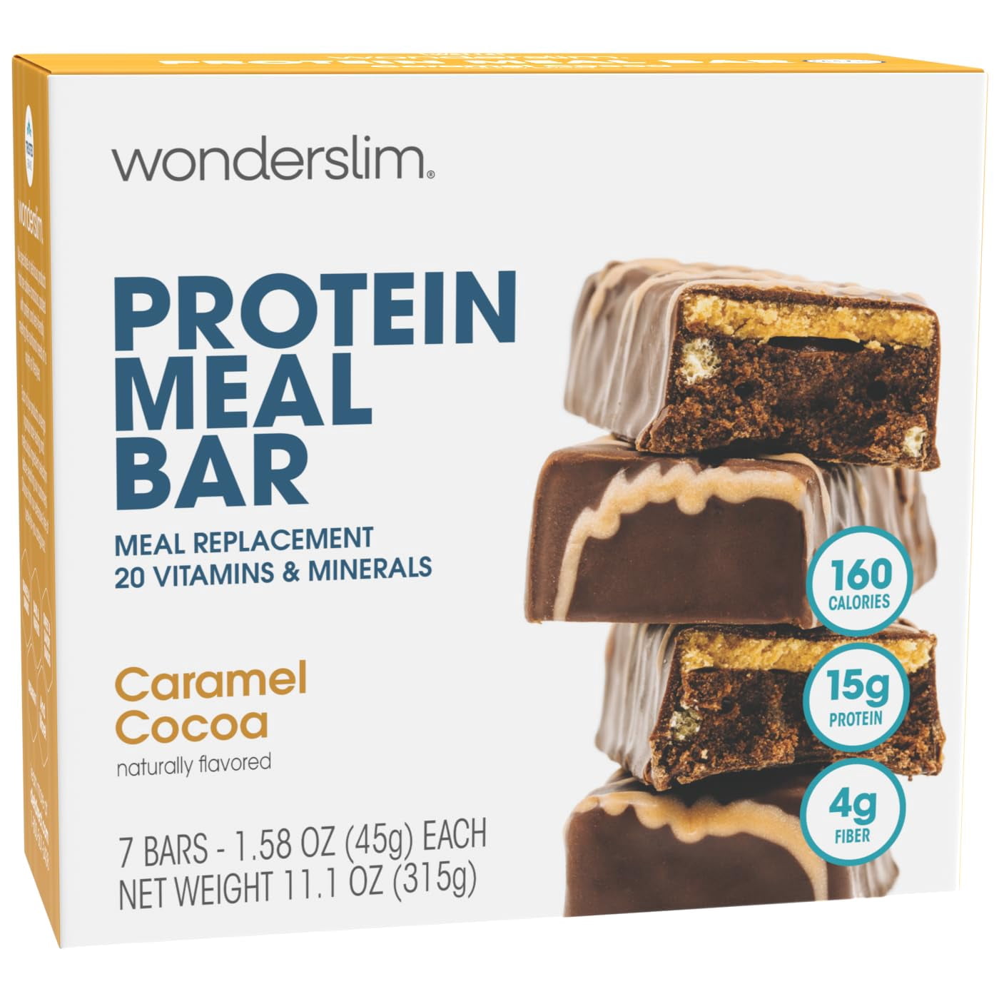WonderSlim Meal Replacement Protein MZF22 Bar, Caramel Cocoa, 15g ...