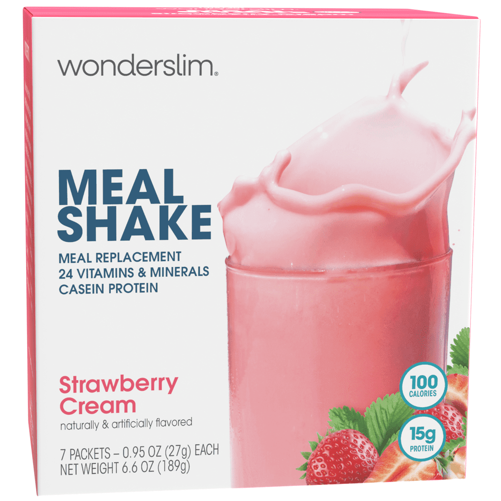 Wonderslim Meal Replacement Shake, Strawberry Cream, 15g Protein, 24 ...