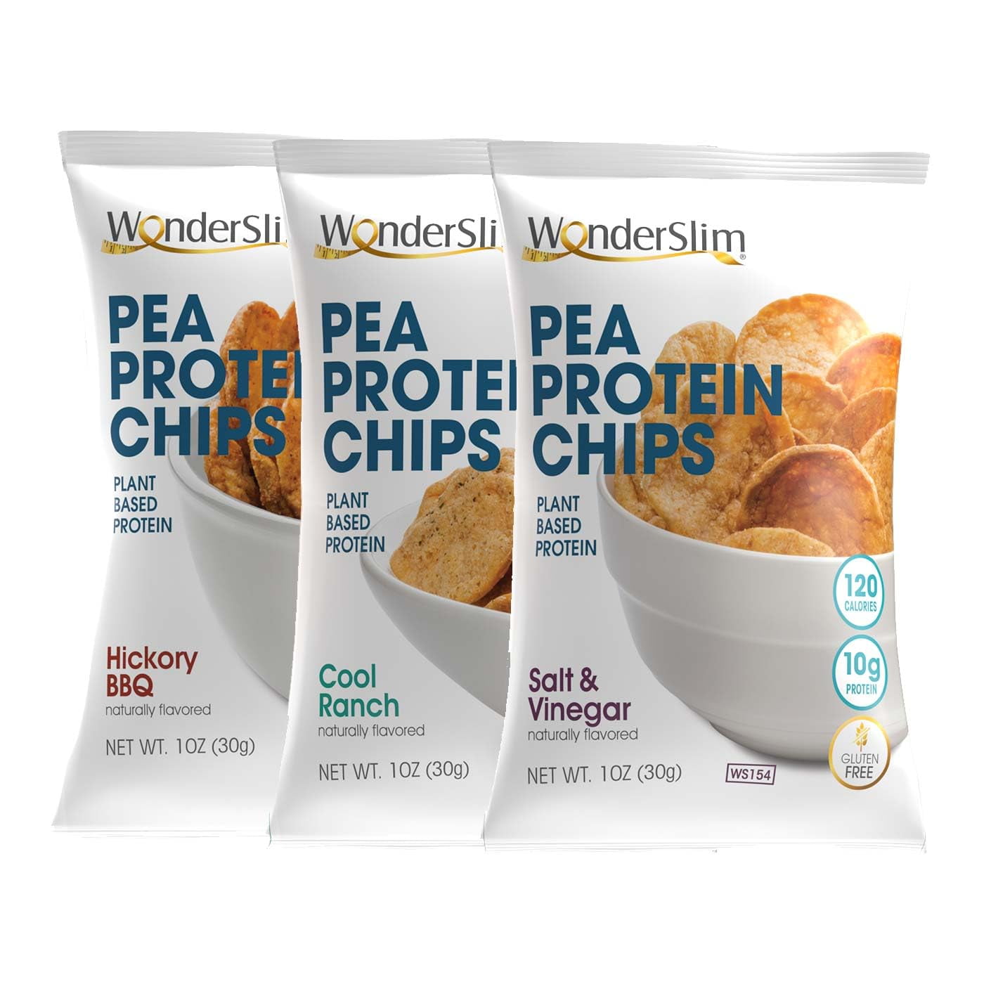 WonderSlim Pea Protein Snack Chips, Variety Pack, 120-130 Calories, 10g ...