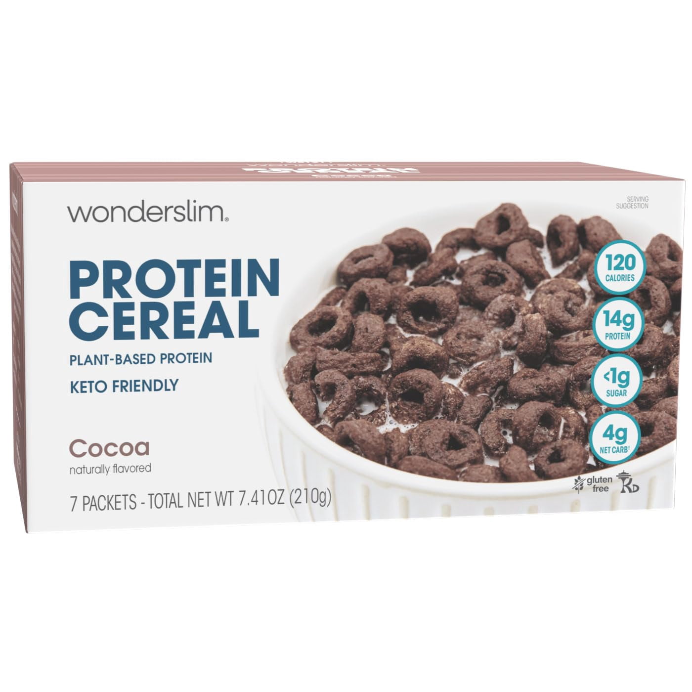 WonderSlim Protein Cereal, Cocoa, JKF25 Low Sugar, Gluten Free, Keto ...
