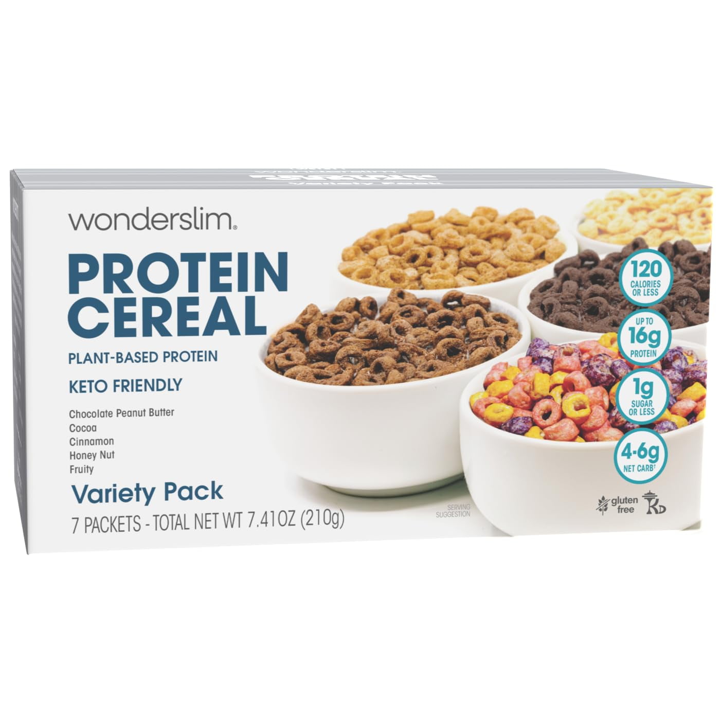 WonderSlim Protein Cereal, Variety MSF2 Pack, Low Sugar, Gluten Free ...