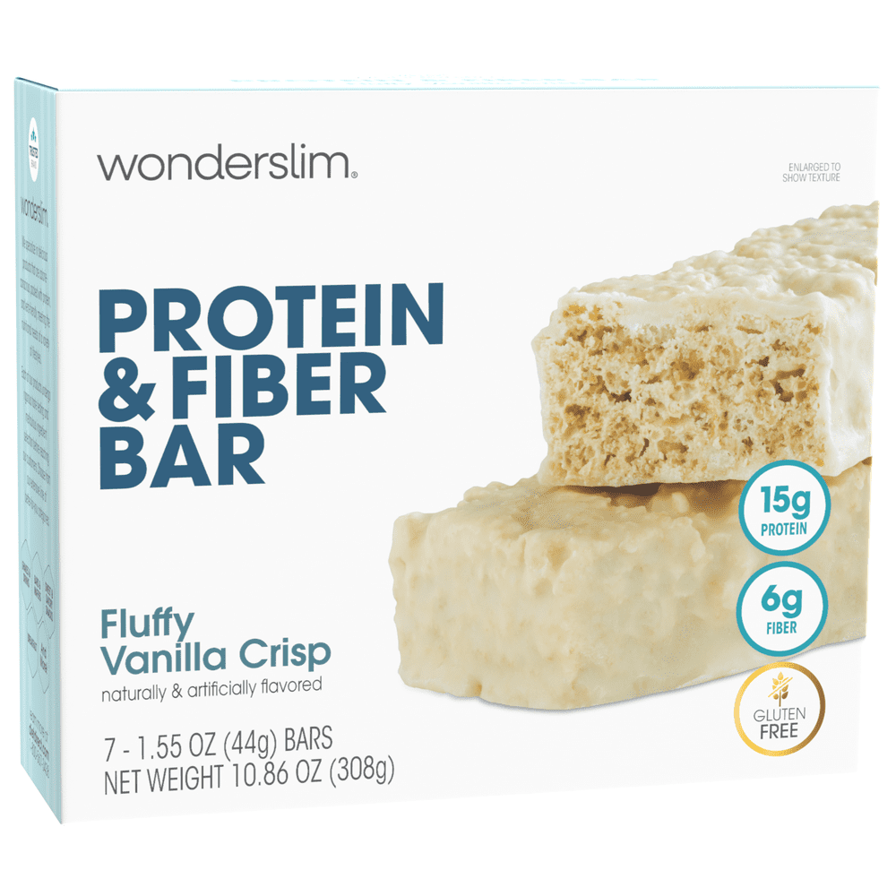 WonderSlim Protein & Fiber Bar, Fluffy Vanilla Crisp, 15g Protein, 7g Fiber, Gluten Free (7ct ...