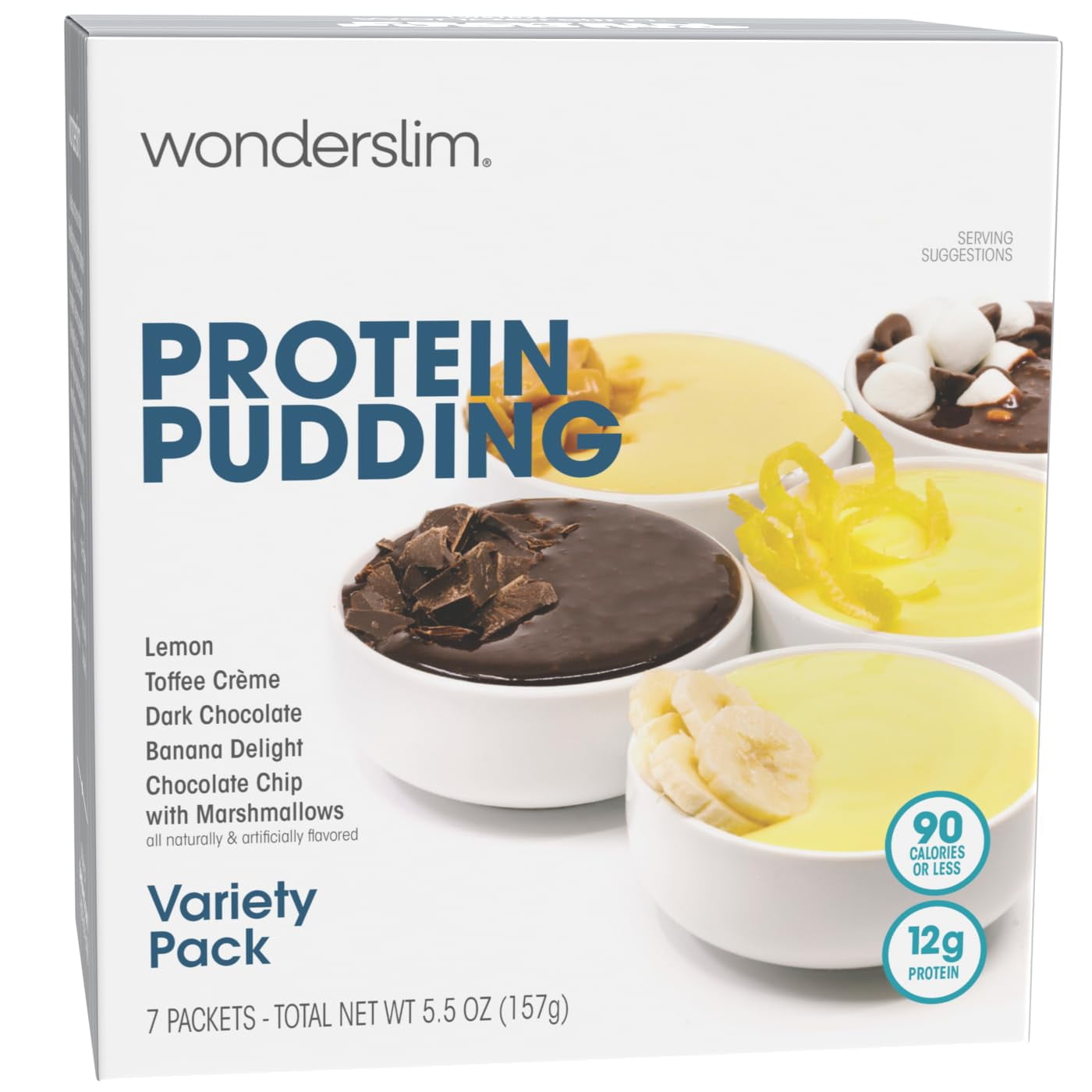 WonderSlim Protein Pudding Mix, JKF25 Variety Pack, 12g Protein, Gluten ...