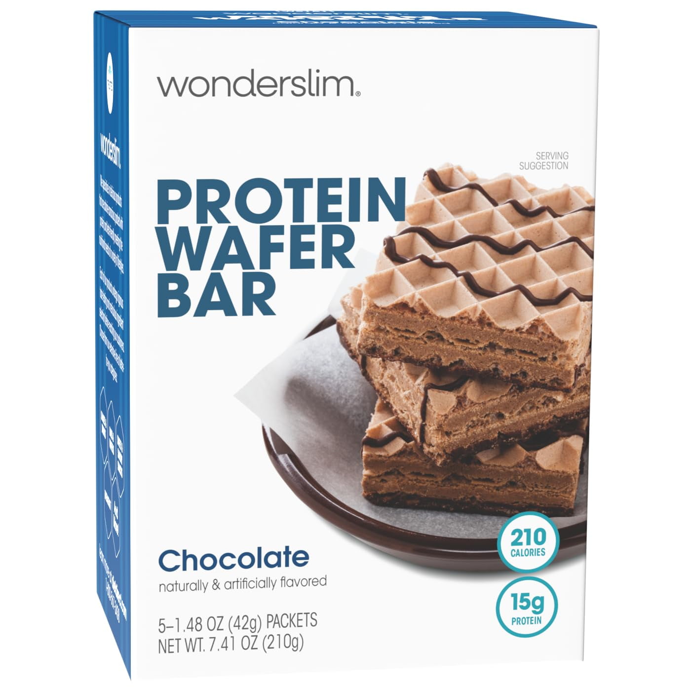 WonderSlim Protein Wafer Snack DMF15 Bar, Chocolate, 210 Calories, 15g ...