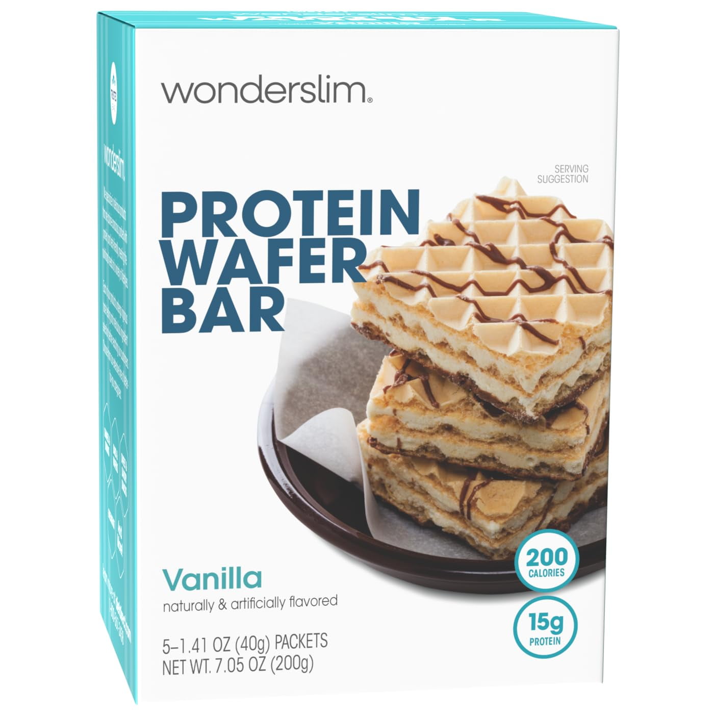 WonderSlim Protein Wafer Snack MZF22 Bar, Vanilla, 200 Calories, 15g Protein, 0mg Cholesterol ...