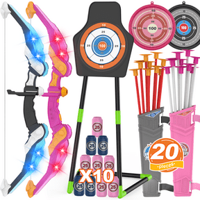 Growsly Kids Archery Set with LED Flash Lights Includes 14 Suction Cup ...