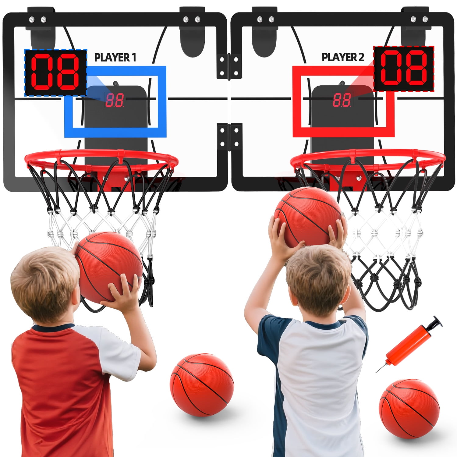 WonderStone 2-Player Basketball Hoop for Kids, Dual Shot Indoor ...