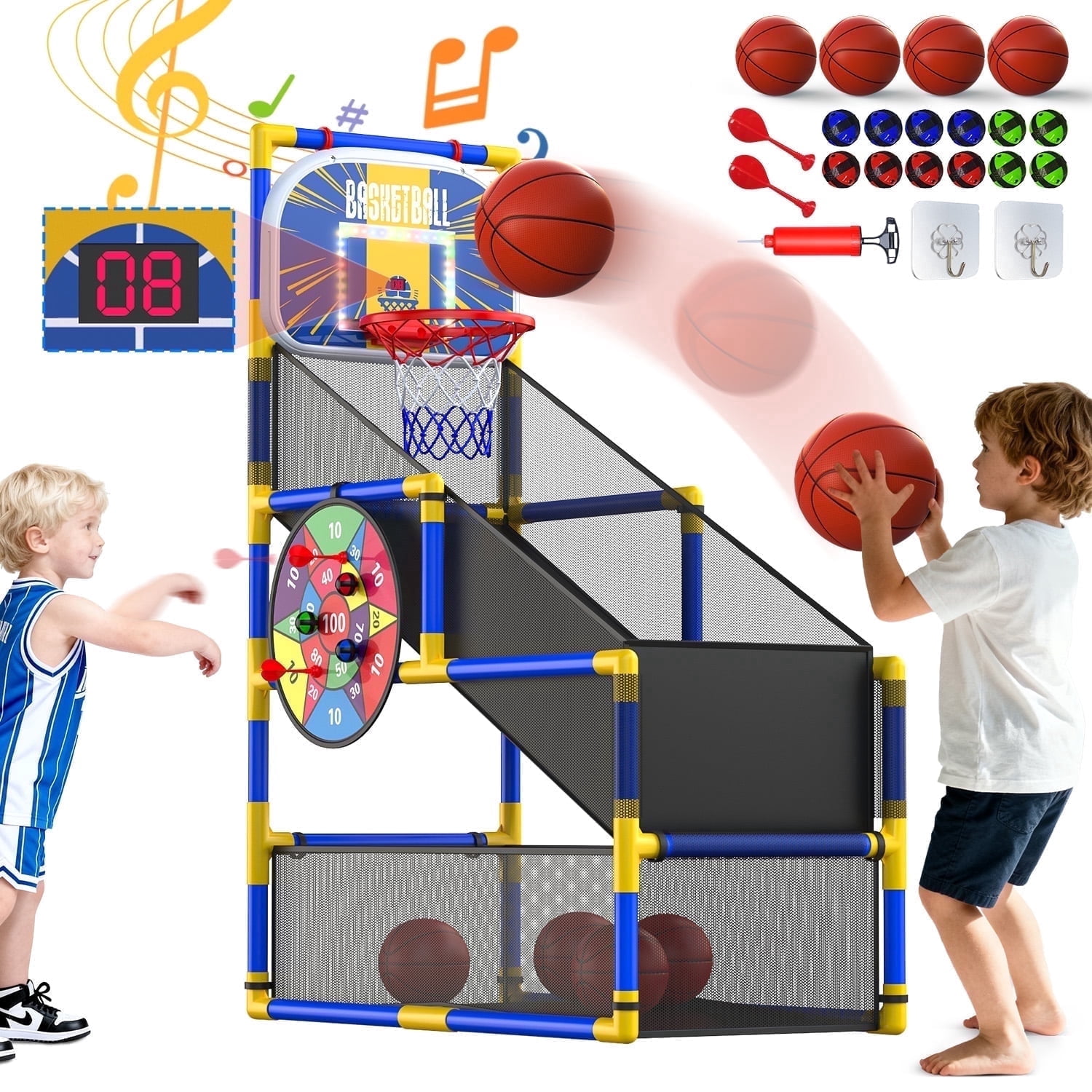 Wonderstone 2-in-1 Arcade Basketball Game with Electronic Scoreboard ...
