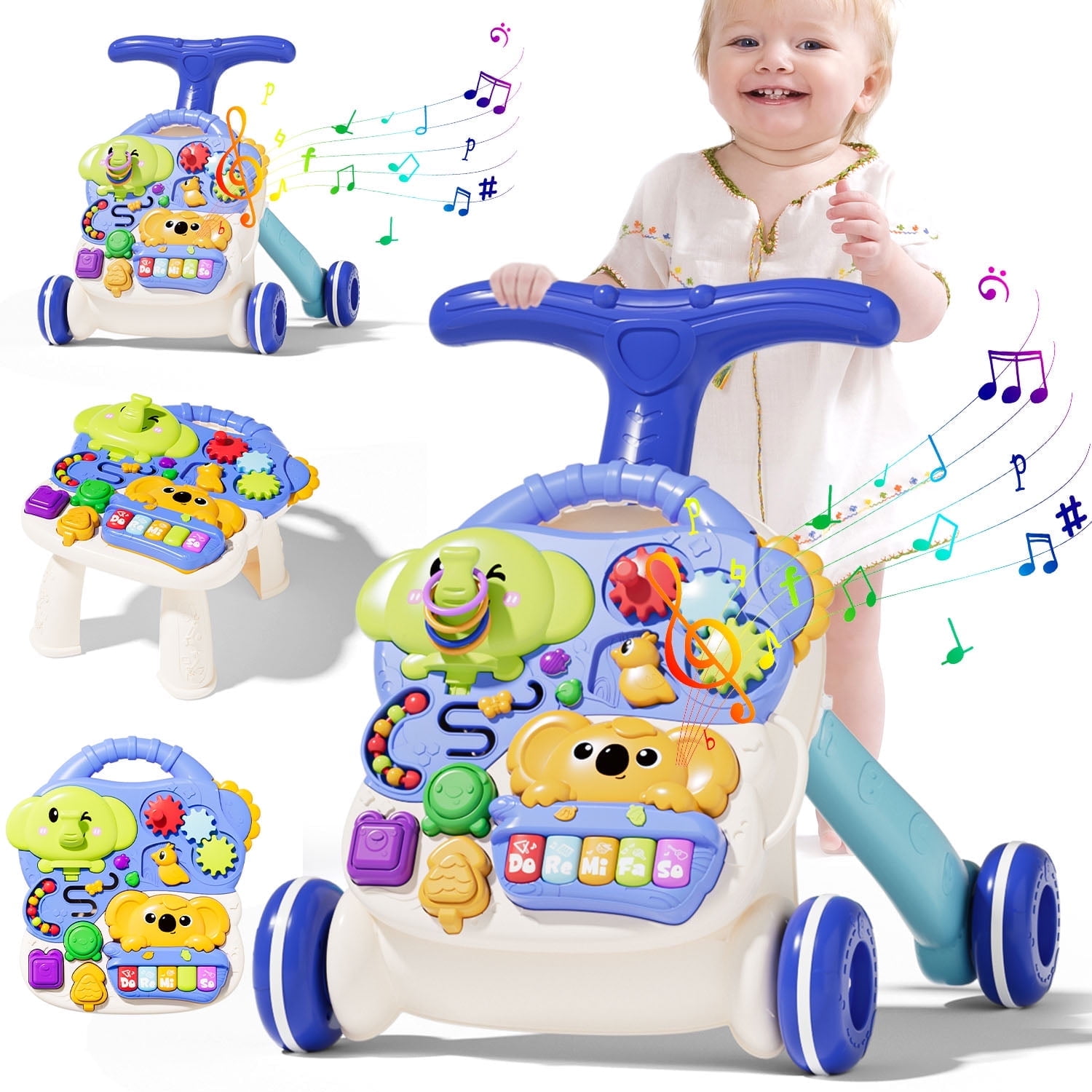 Wonderstone 3 in 1 Baby Walker Sit and Stand Push Learning Toys, Speed ...