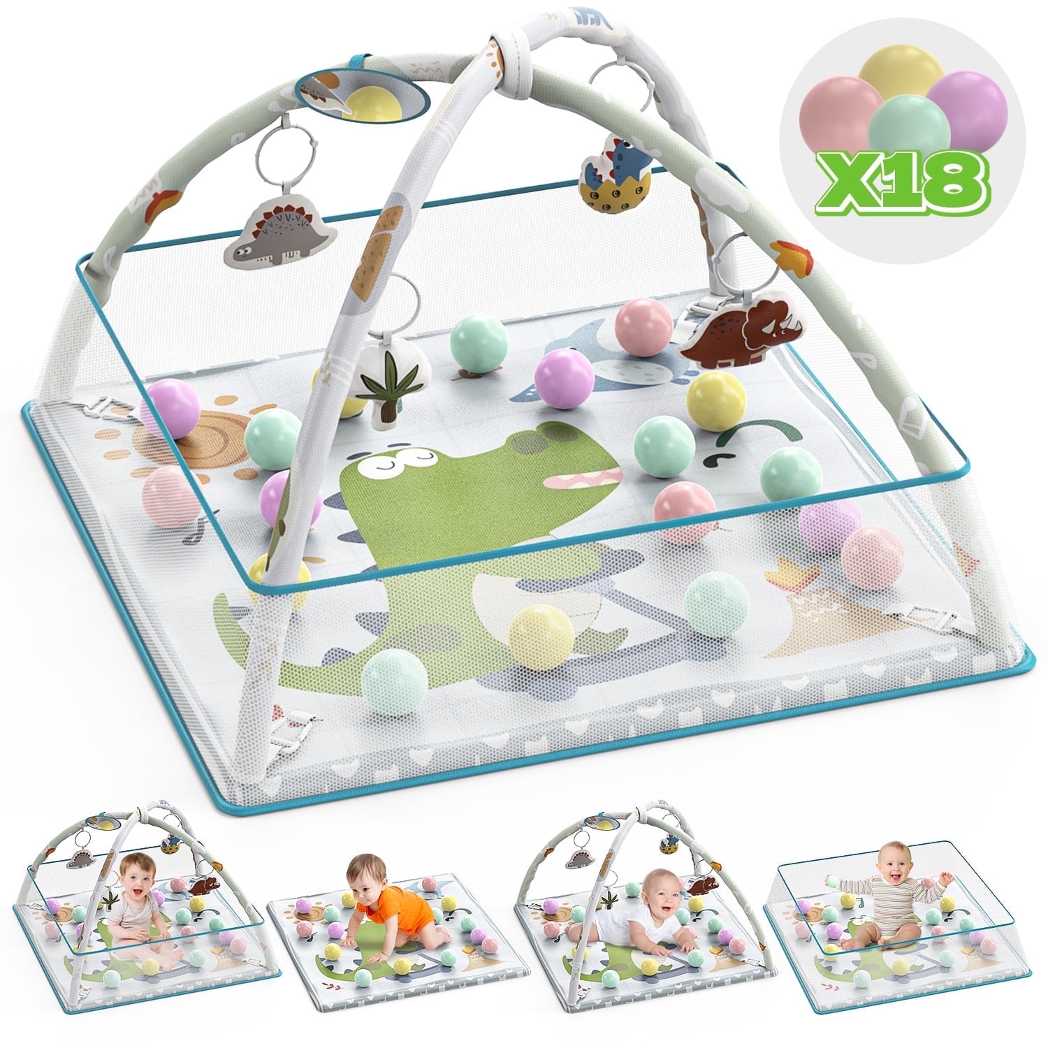 WonderStone 5-in-1 Baby Gym & Play Mat, Tummy Time Toys with Sensory ...
