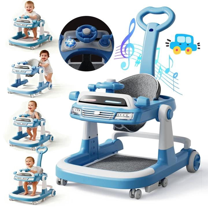 WonderStone 6 in 1 Baby Walker, Height-Adjustable Push Walker with ...