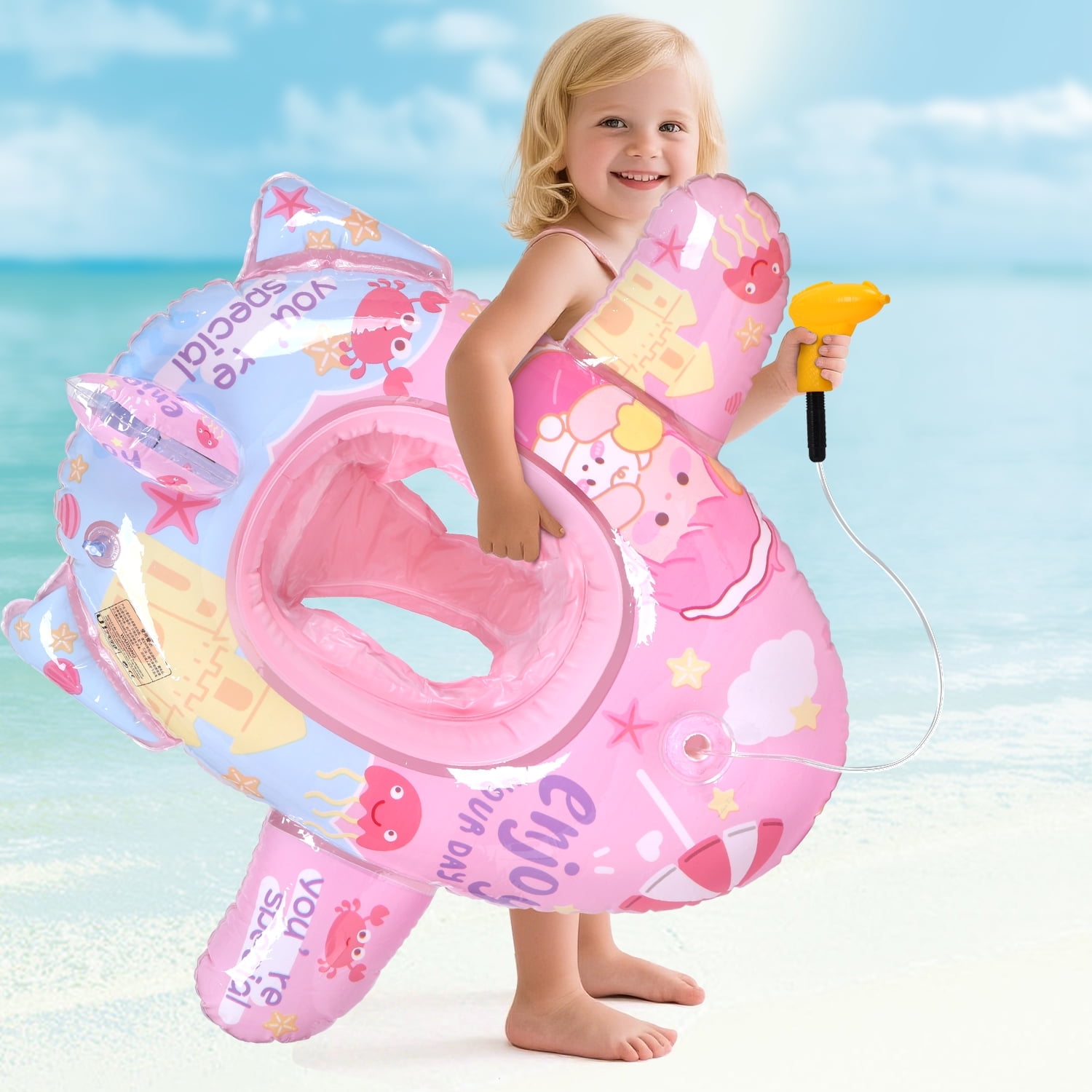 WonderStone Airplane Baby Pool Float with Squirt Water Gun, Inflatable ...