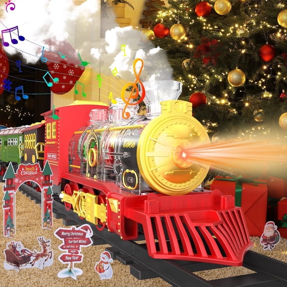 WonderStone Electric Trains Set with Lights & Sound, Classical Cargo ...