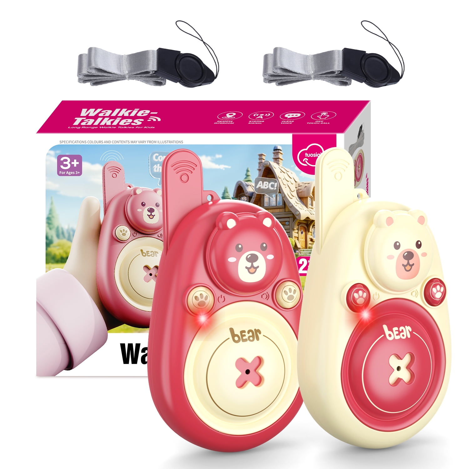 WonderStone Kids Walkie Talkies 2-Pack, Bear Toy Phones for Long-Range ...