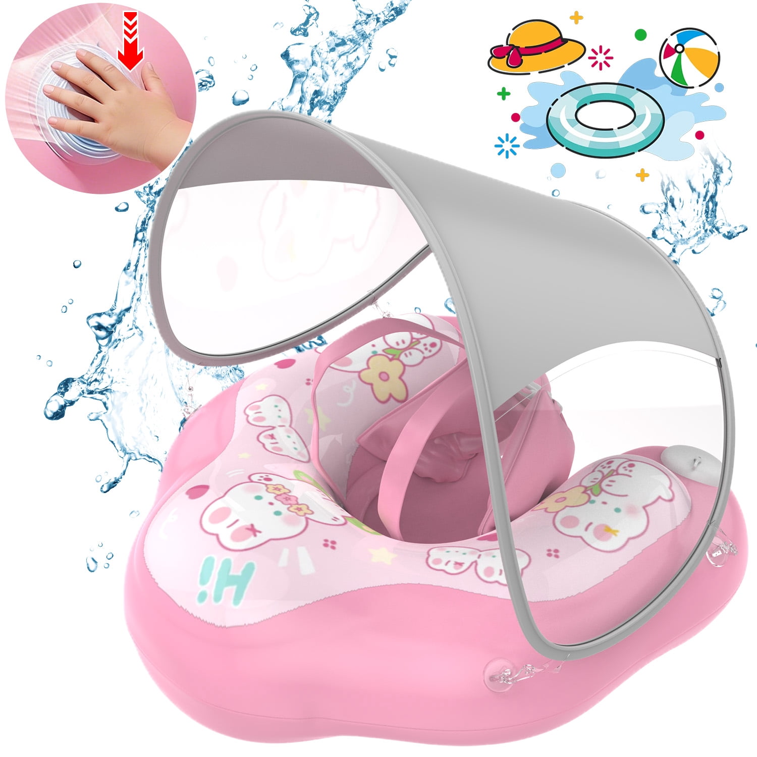 WonderStone Kid Pool Float with Canopy, Inflatable Swimming Float with ...