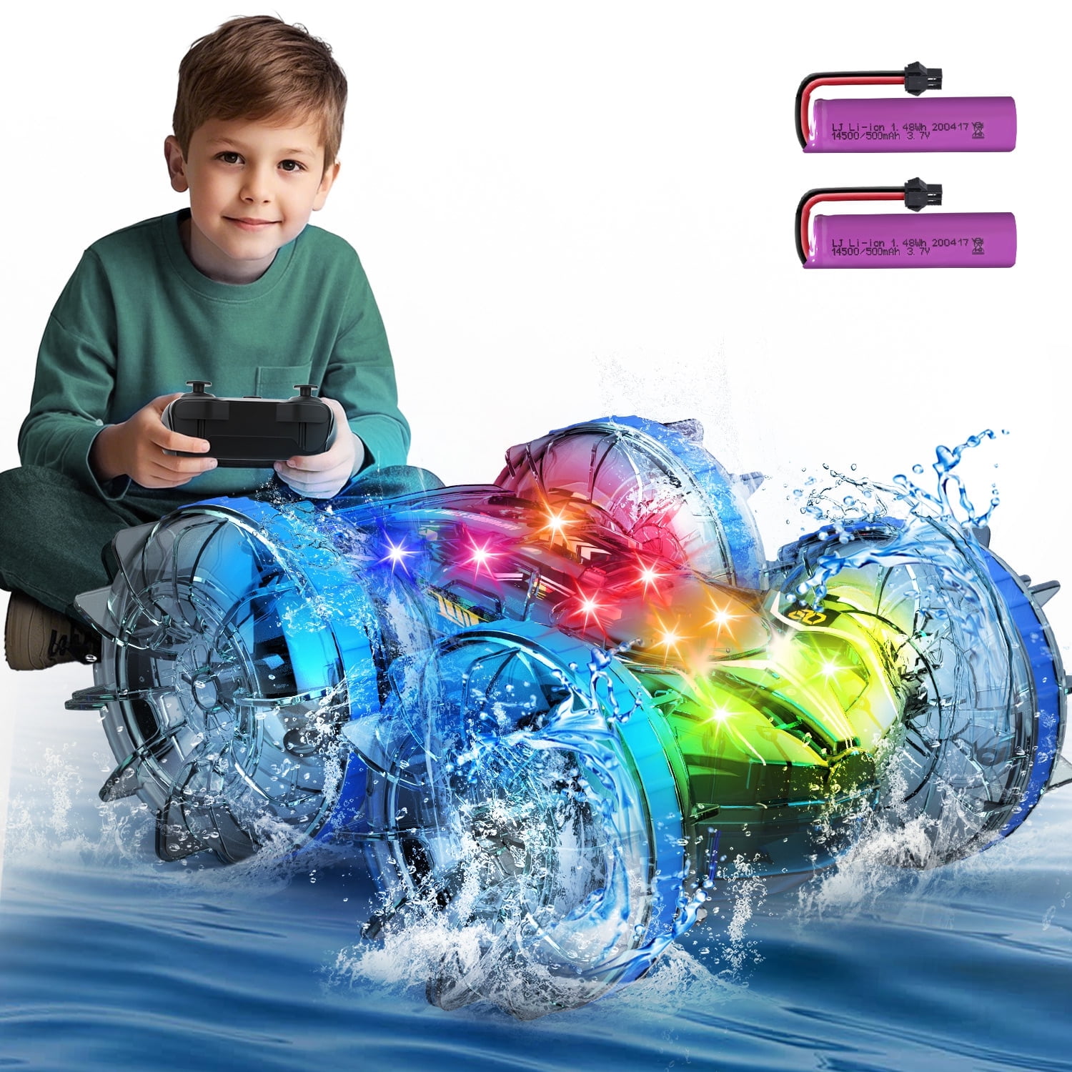 WonderStone Waterproof Remote Control Car,4WD Amphibious 2.4 GHz RC Car ...
