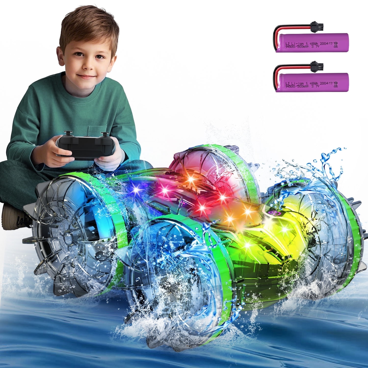 WonderStone Waterproof Remote Control Car,4WD Amphibious 2.4 GHz RC Car ...