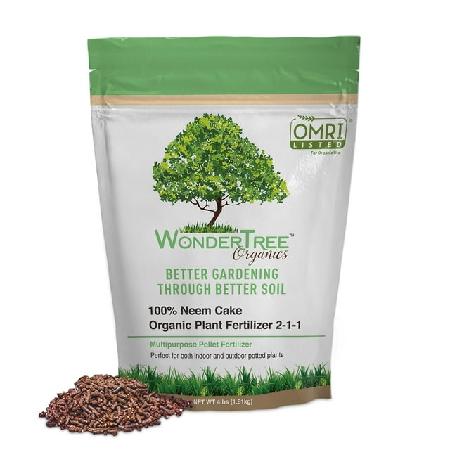 WonderTree Organics Neem Cake 2-1-1, Organic Root Fertilizer for Plant Growth, OMRI Listed (4 ...