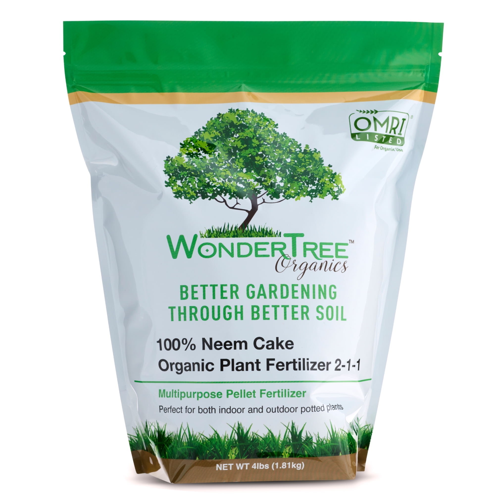 WonderTree Organics Neem Cake 2-1-1, Organic Root Fertilizer for Plant Growth, OMRI Listed (4 ...