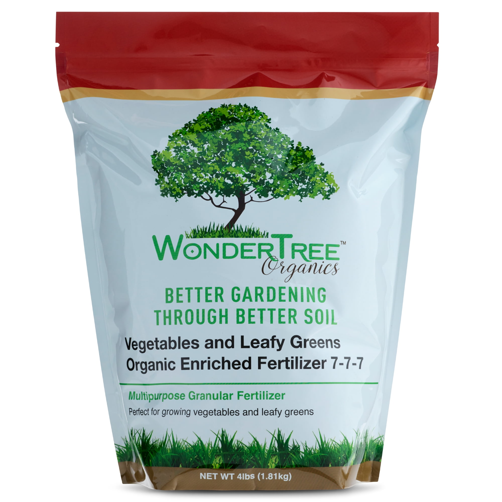 WonderTree Organics Vegetables and Leafy Greens Organic Enriched Fertilizer, 7-7-7, 4 lbs | Slow ...