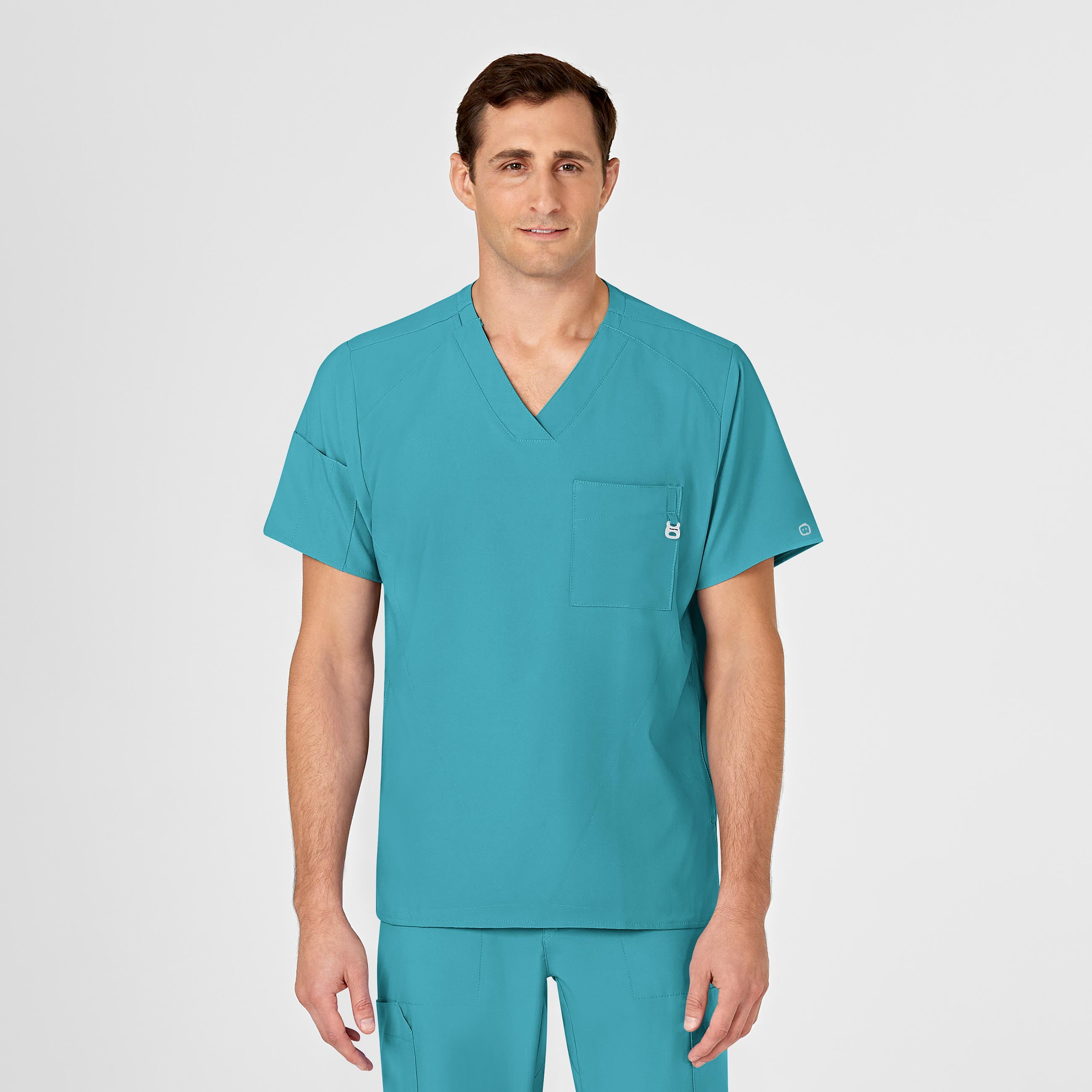 WonderWink Men's V-Neck Medical Scrub Top with Pockets and Badge Loop ...