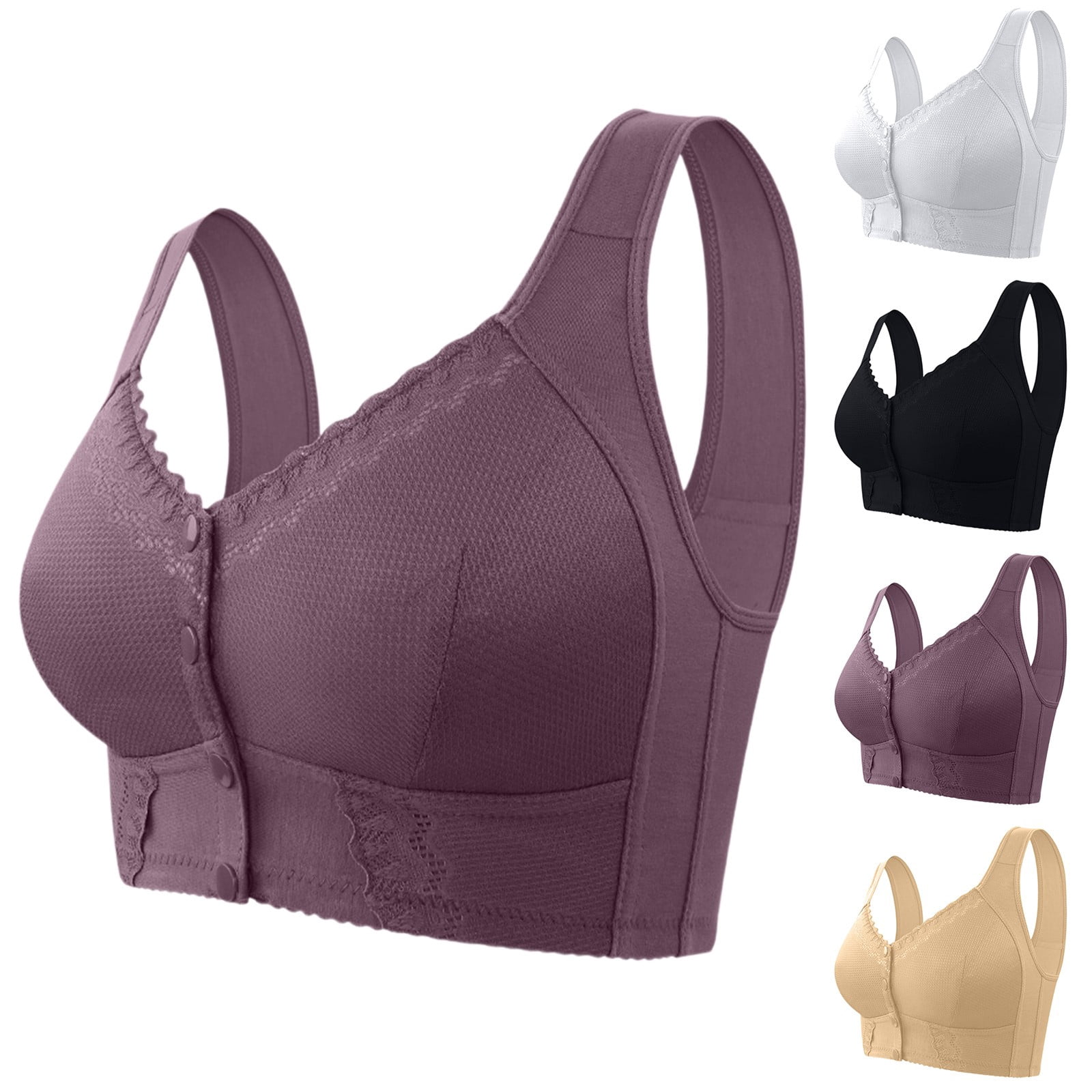 WonderWiz Bras for Elderly Women Front Closure Daily No Underwire Comfy ...
