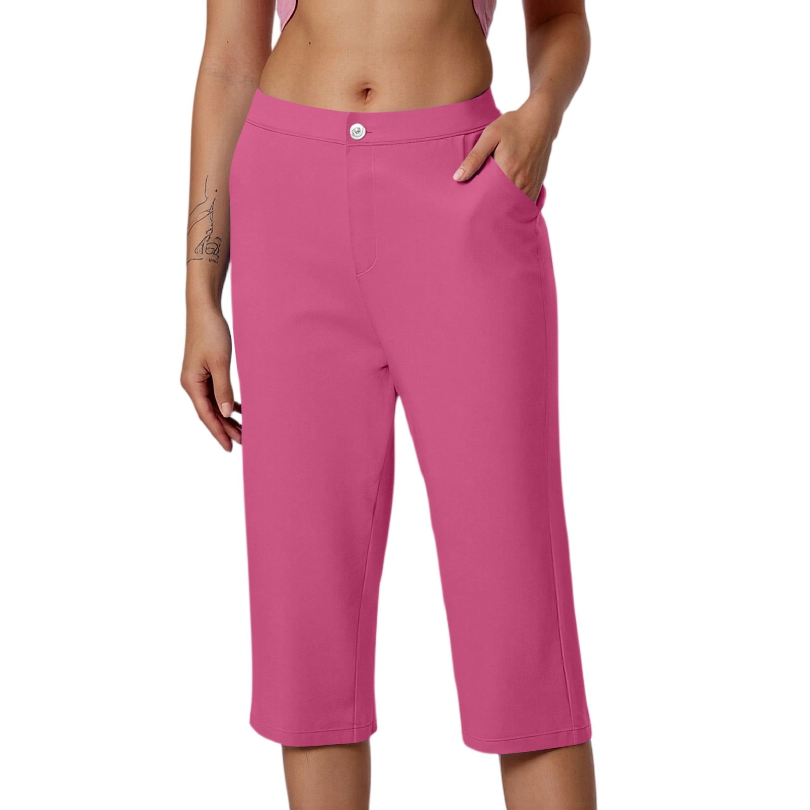 WonderWiz Capri Leggings for Women Plus Size, Bayleaf Leggings with Pockets for Women Petite ...