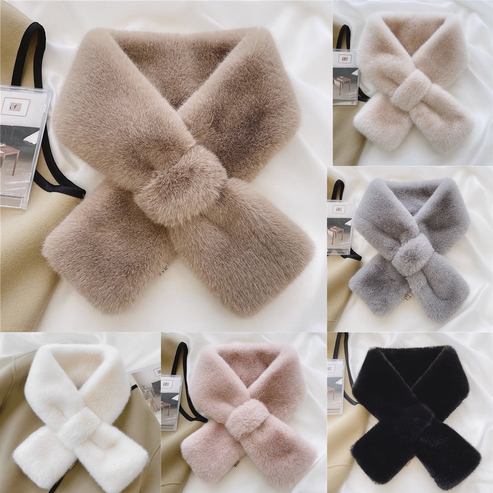 WonderWiz Faux Fur Scarves for Women, Neck Shrug for Spring Fall Winter ...