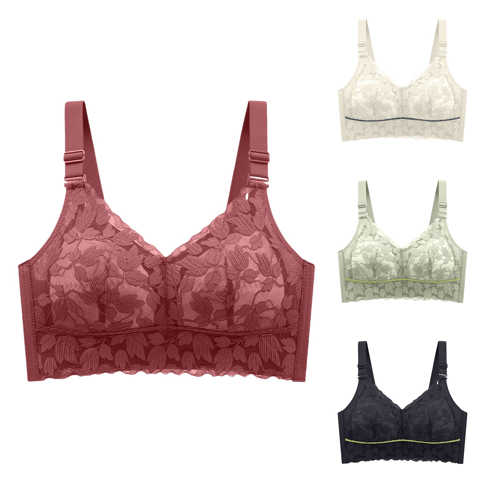 WonderWiz Minimizer Bras for Women, Lace Unlined Underwire Bra Full ...