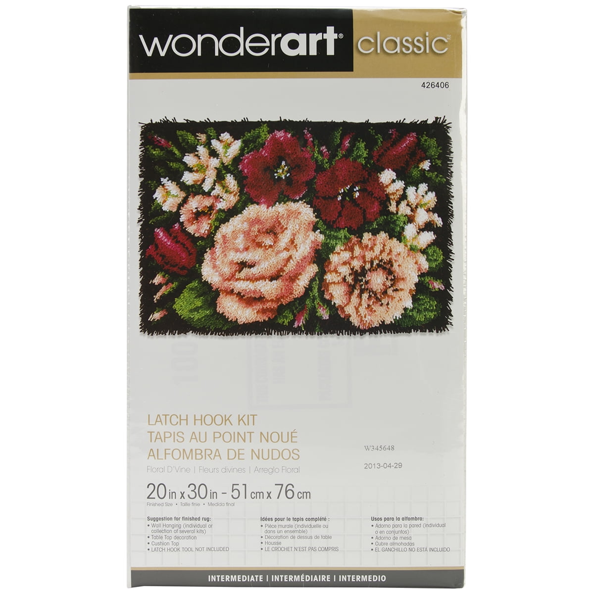 Wonderart Classic Latch Hook Kit 20"X30"-Floral D'vine - Walmart.com