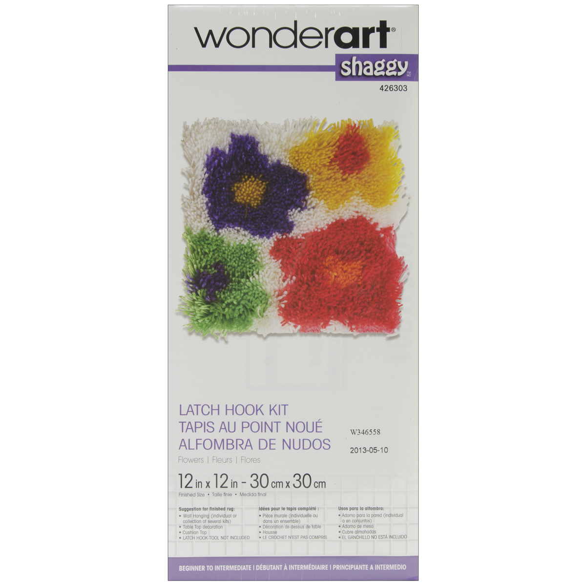 Wonderart Shaggy Latch Hook Kit 12"X12"-Flowers - Walmart.com