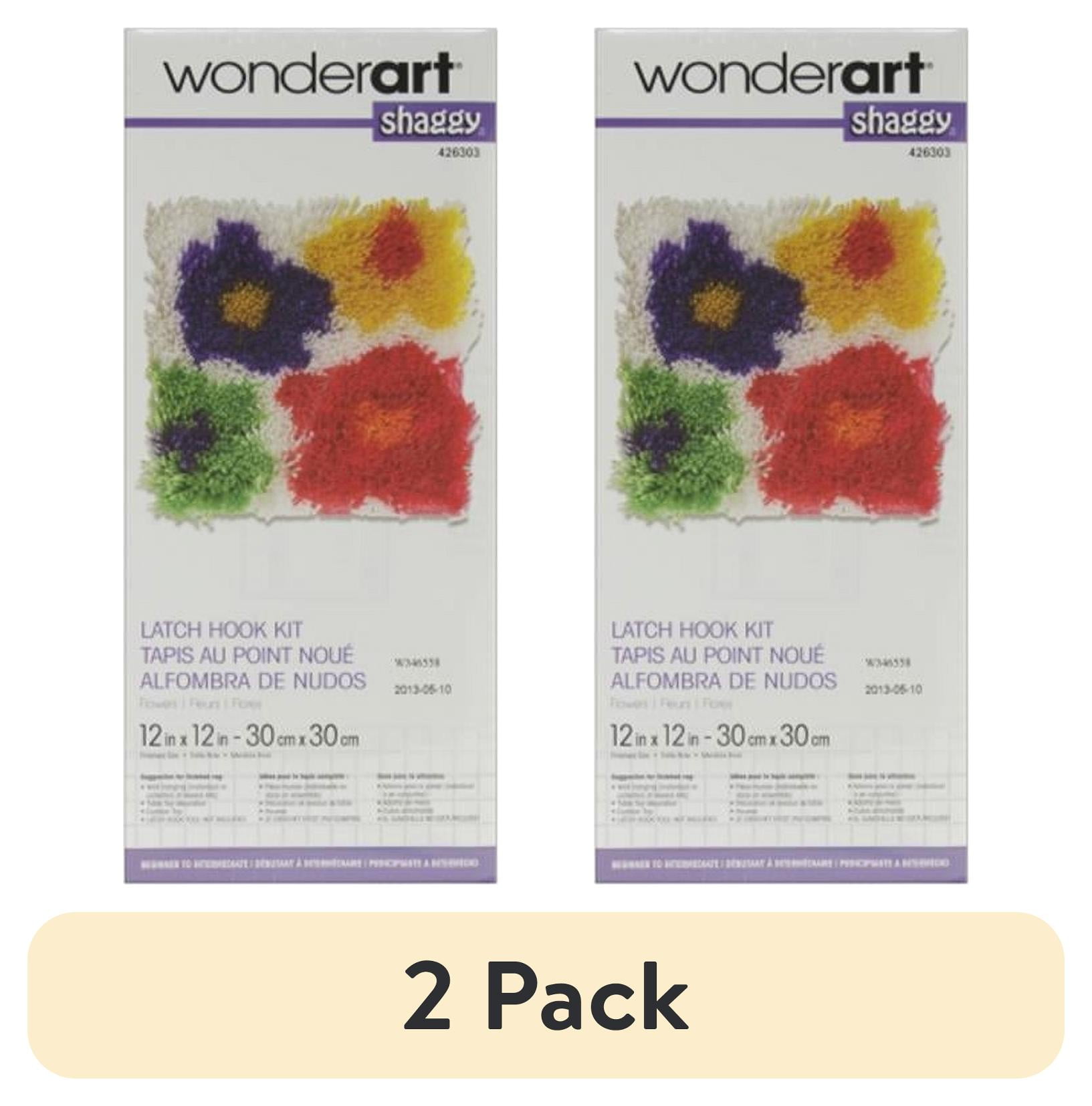 (2 pack) Wonderart Shaggy Latch Hook Kit 12"X12"-Flowers - Walmart.com