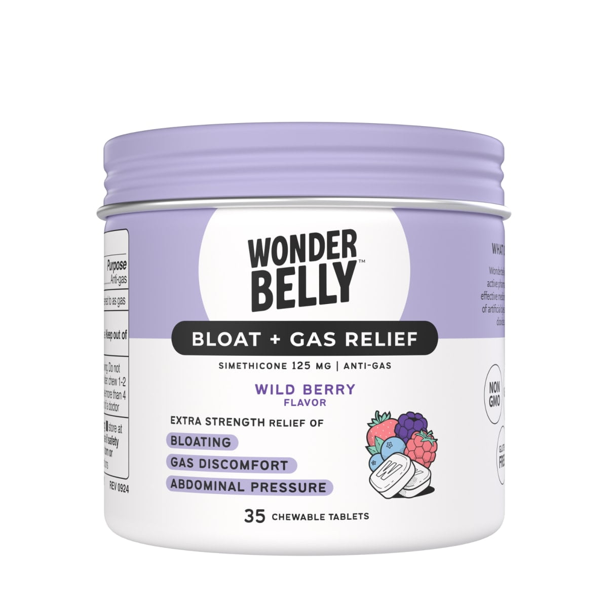 Wonderbelly Bloat and Gas Relief Chewable Tablets, Wild Berry Flavor ...