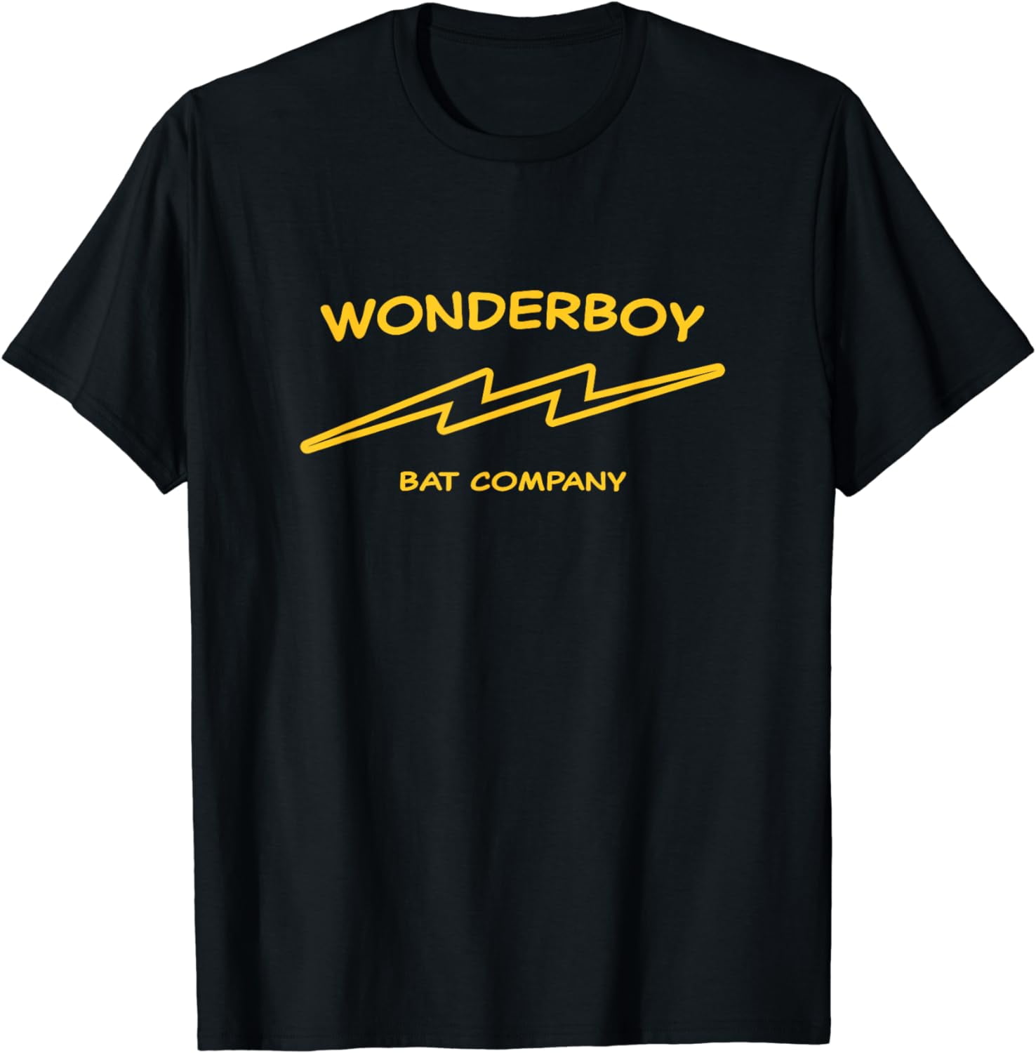 Wonderboy Retro Lightning Classic 80s Natural Baseball Bat T-Shirt ...