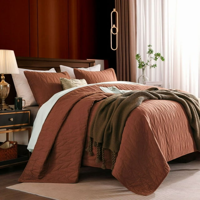 Wonderful Bedding Solid Color 100% Cotton 3-Piece Quilt Set - Walmart.com