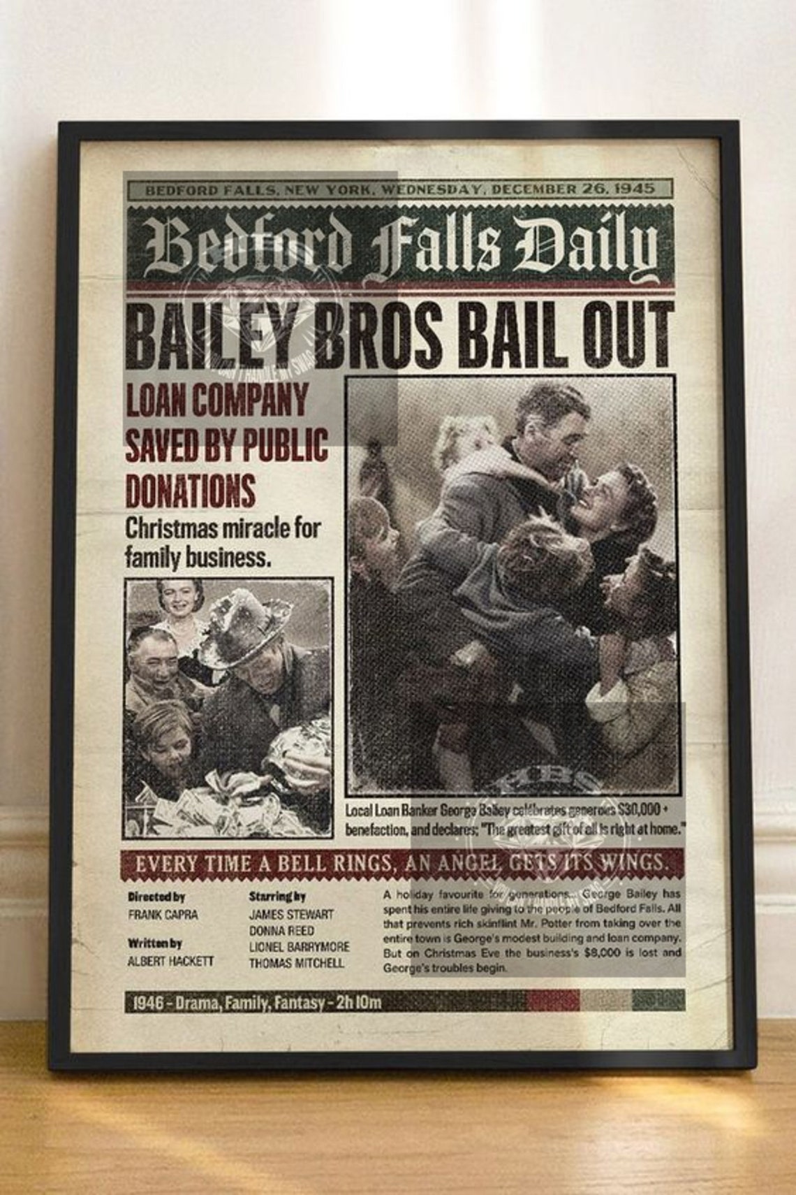 It'S A Wonderful Life Christmas Film Poster, George Bailey, Mary Hatch ...