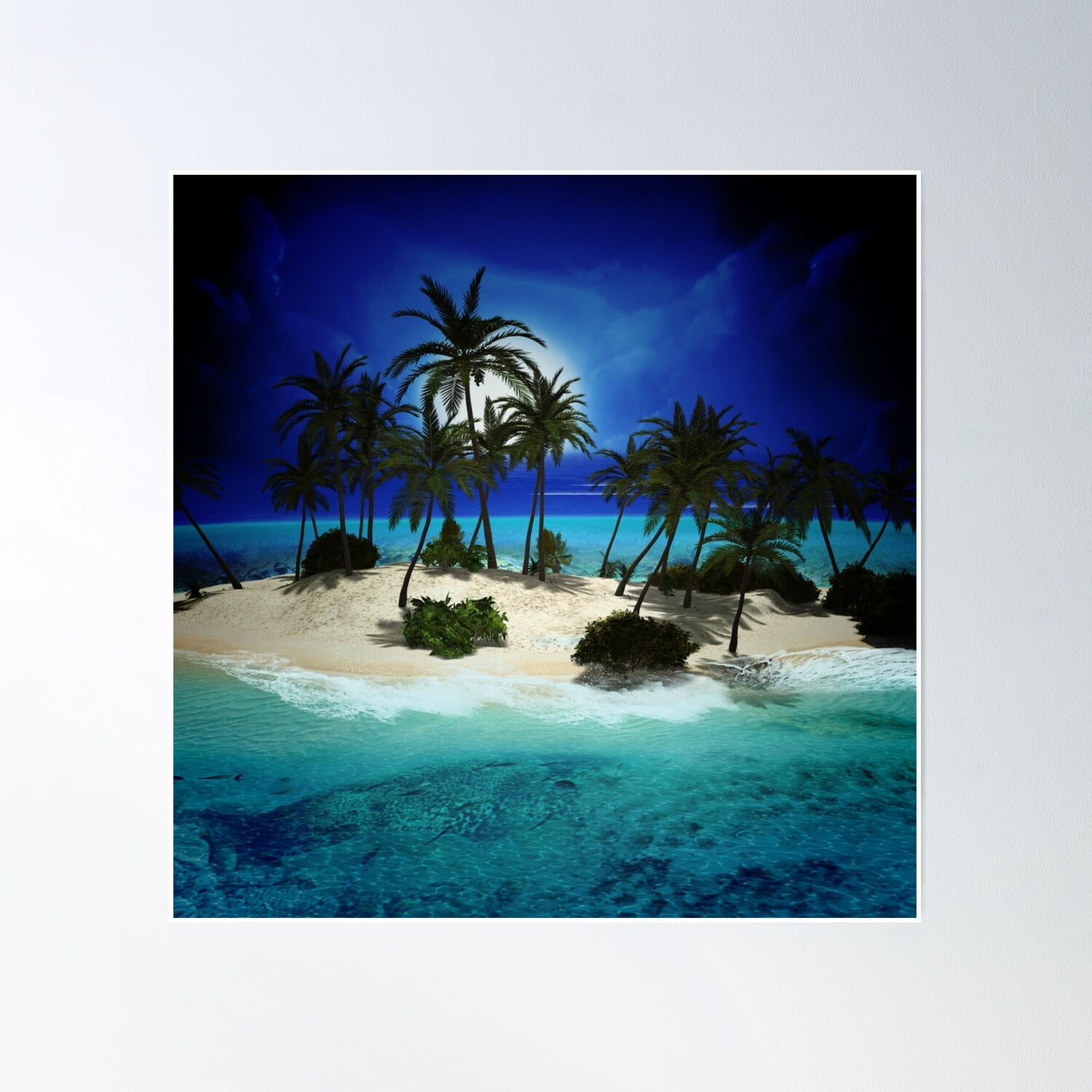 Wonderful Little Tropical Island Poster Wall Art, Modern Wall Decor ...