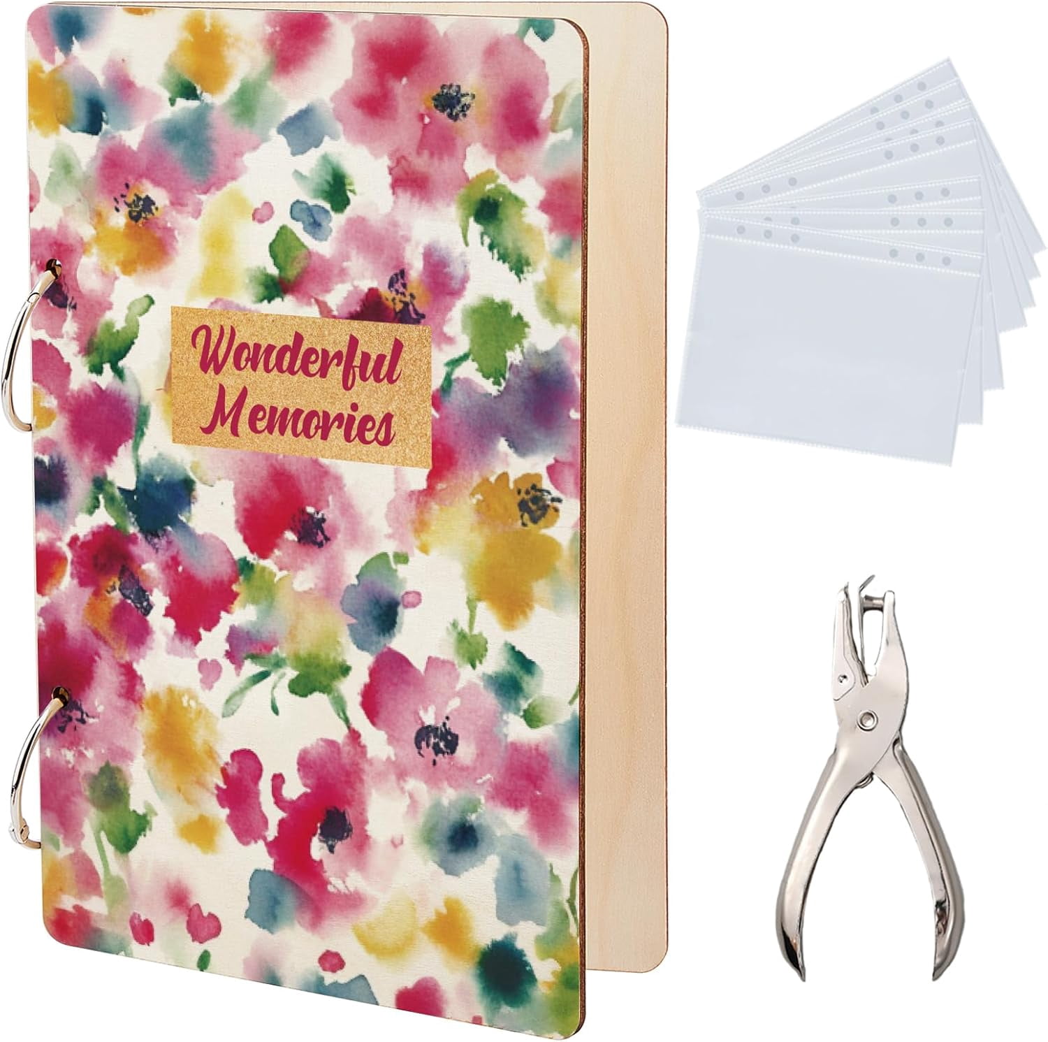 Wonderful Memories Greeting Card Holder Organizer Watercolor Flowers ...