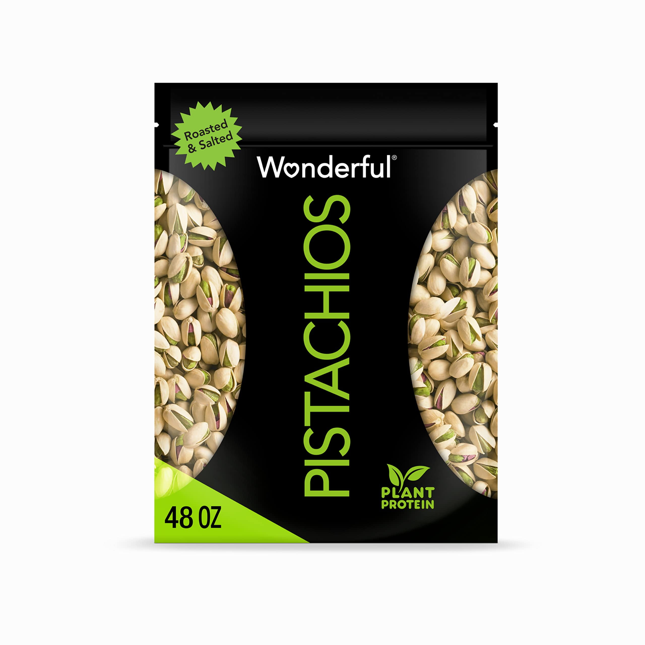 Wonderful Pistachios, Roasted & Salted, In-Shell, 48oz Resealable Bag ...