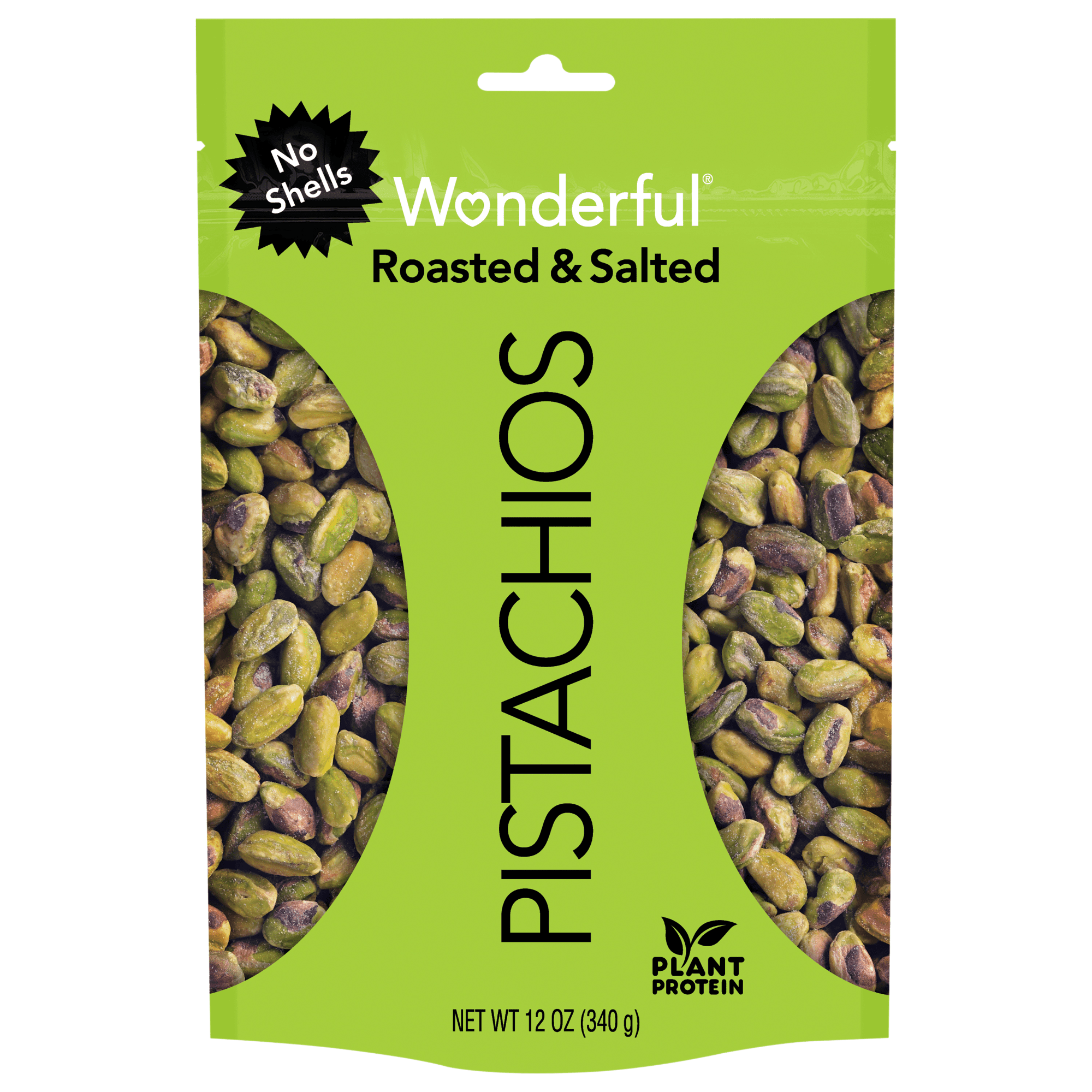 Wonderful Pistachios, No Shells, Roasted & Salted, 12 Oz Resealable Pouch - Walmart.com